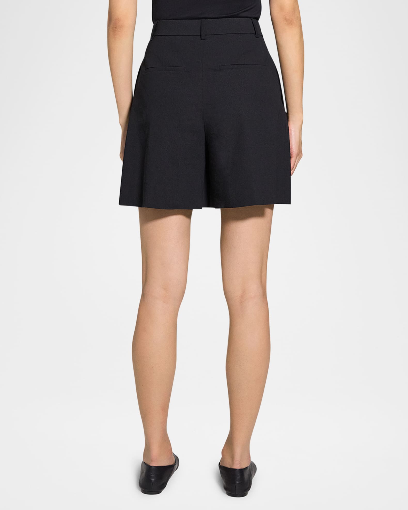 Theory Pleated Crunch Linen Shorts | Neiman Marcus