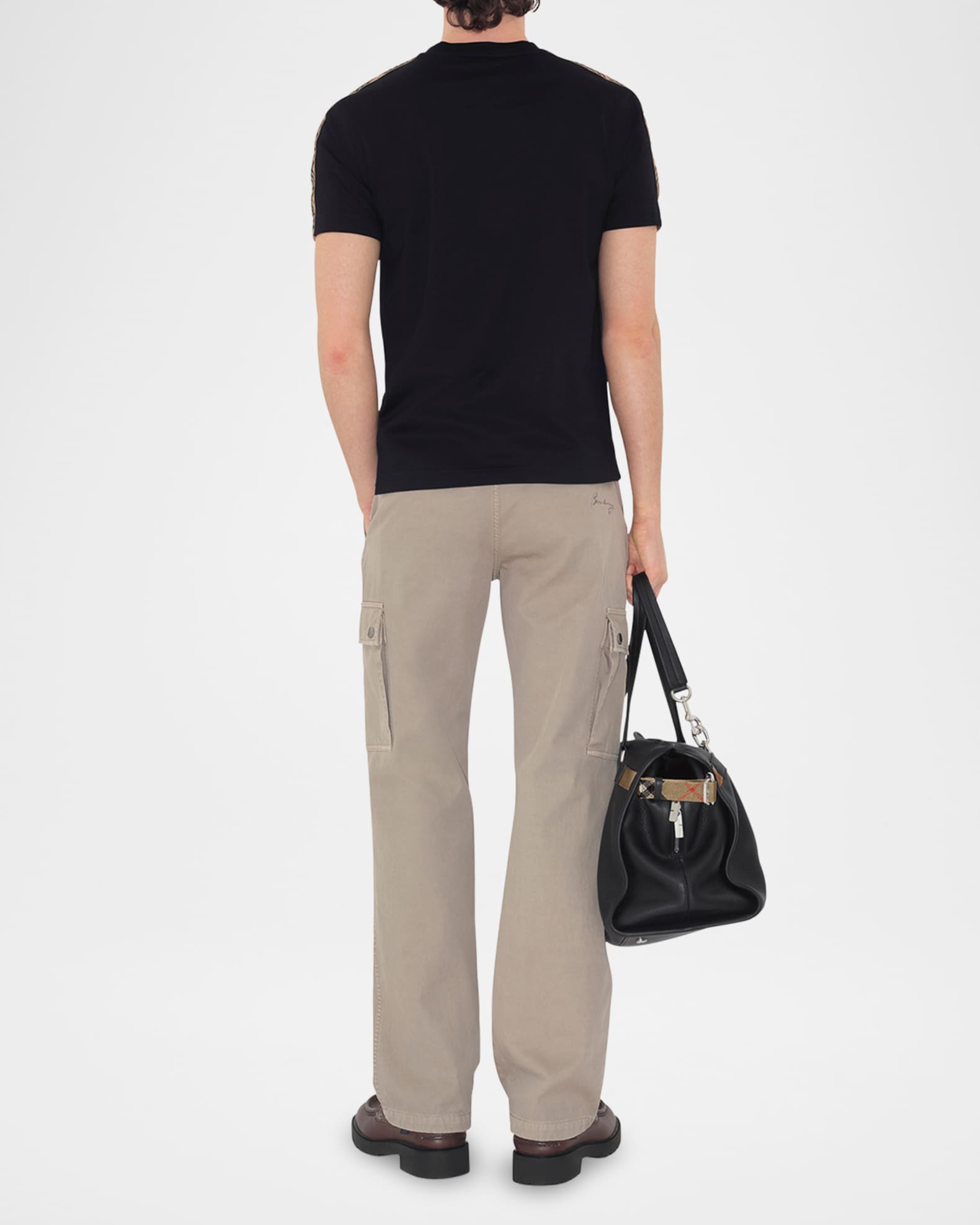 Burberry Men's Check-Trim Cotton T-Shirt | Neiman Marcus