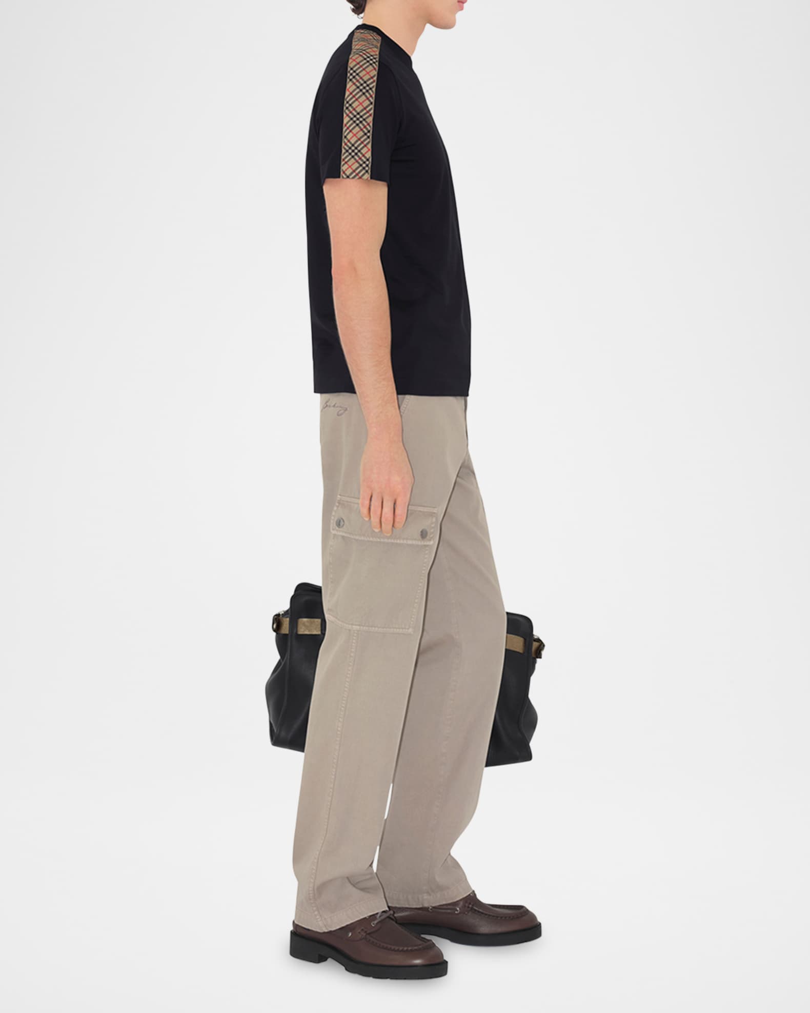 Burberry Men's Check-Trim Cotton T-Shirt | Neiman Marcus