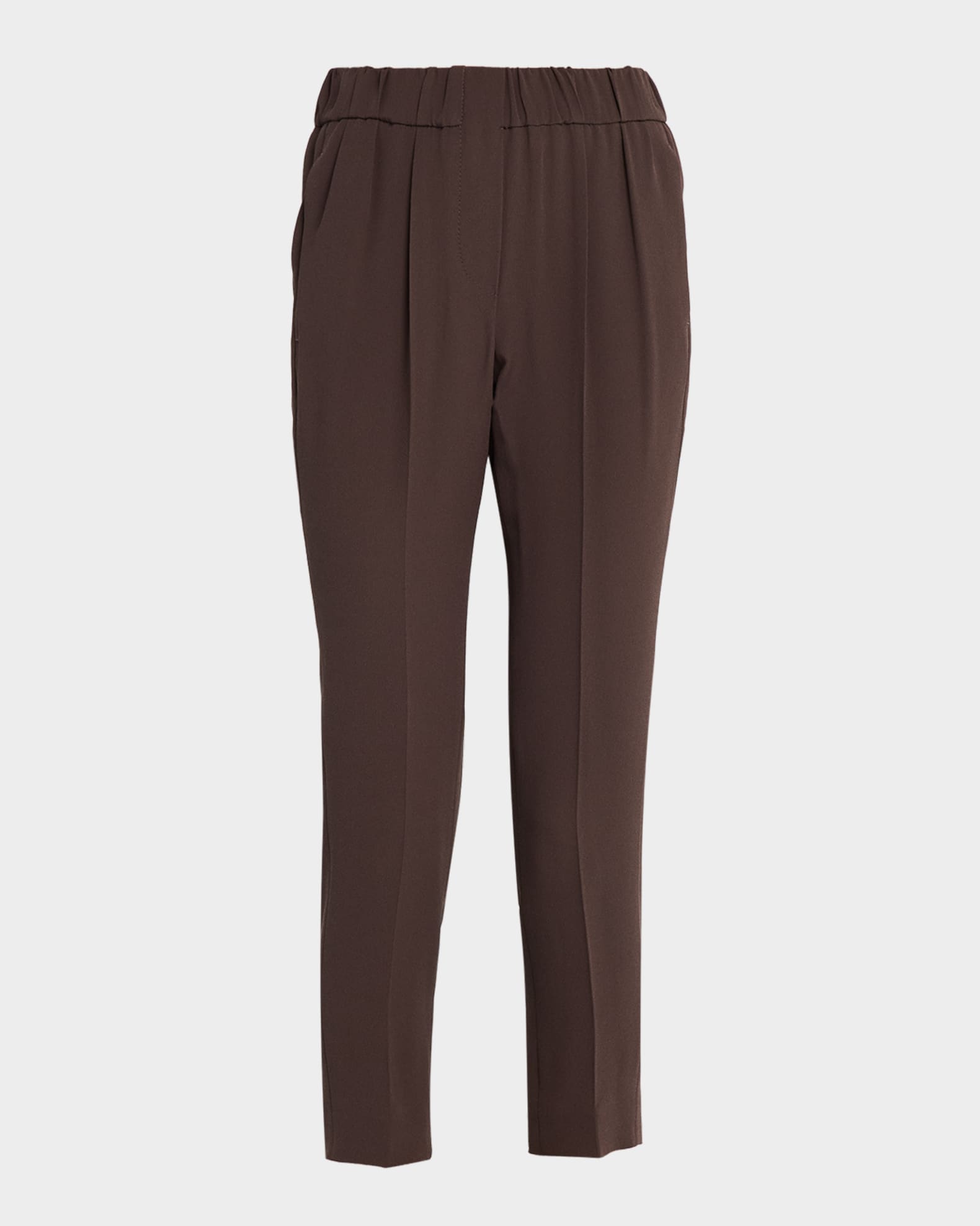Brunello Cucinelli Silk Crepe Cady Straight-leg Ankle Pull-On Pants ...