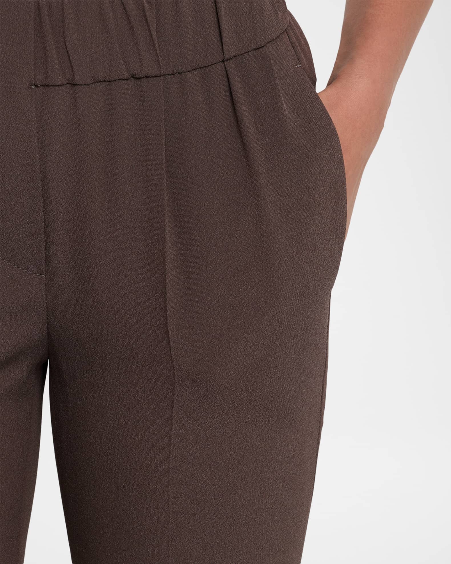 Brunello Cucinelli Silk Crepe Cady Straight-leg Ankle Pull-On Pants ...