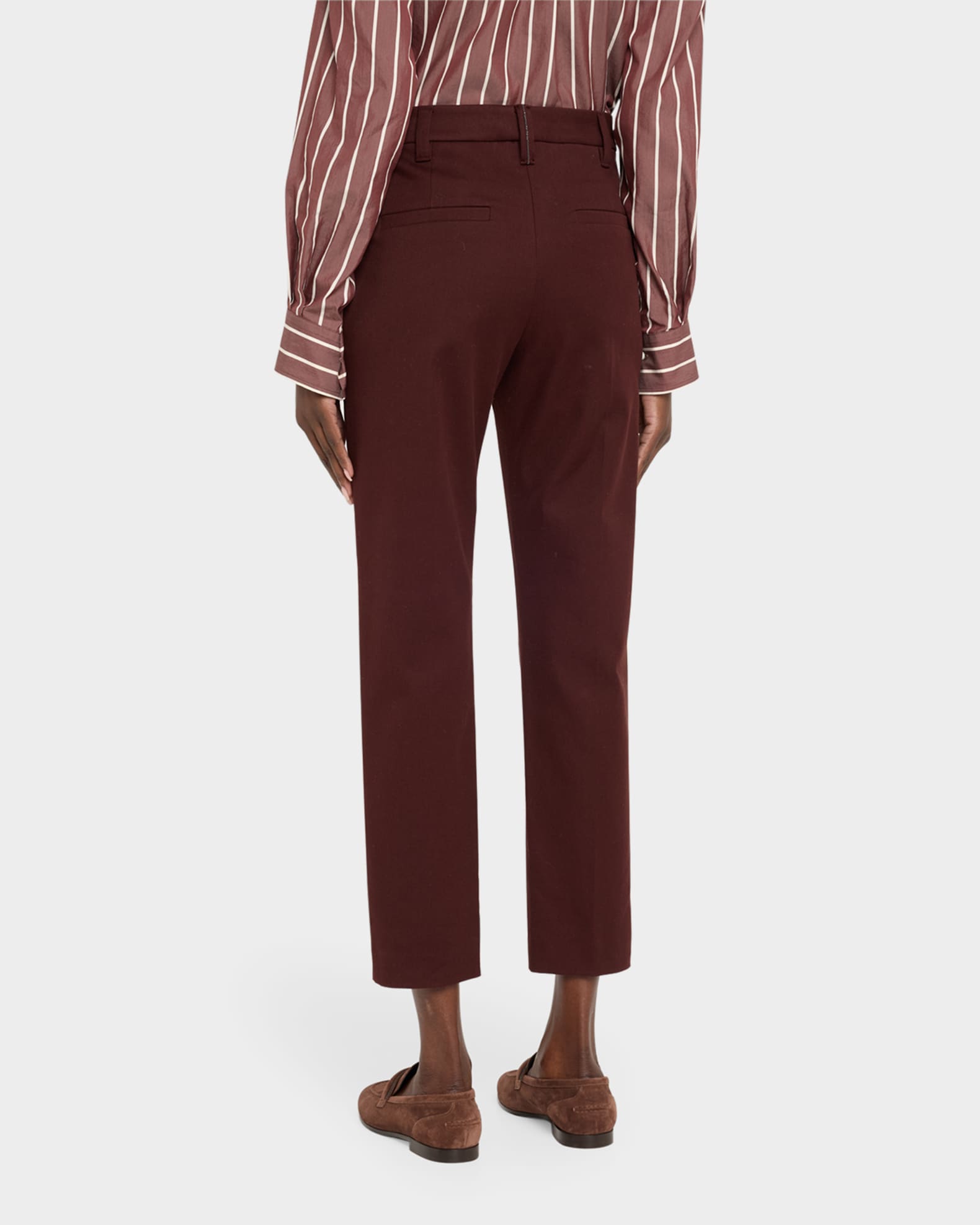 Brunello Cucinelli Cotton Twill Slim-Leg Ankle Pants | Neiman Marcus