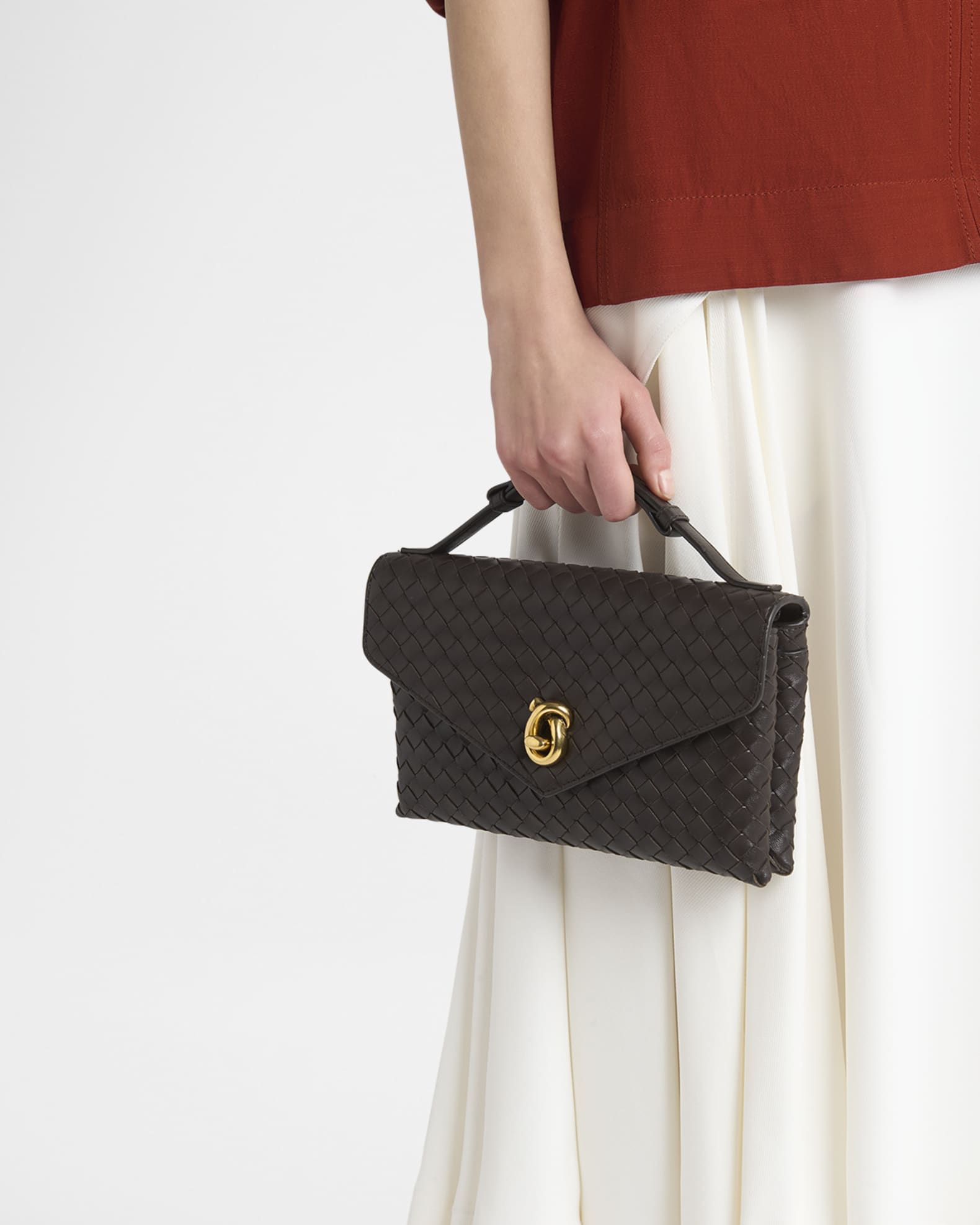 Bottega Veneta Knot Lock Leather Top-Handle Bag | Neiman Marcus