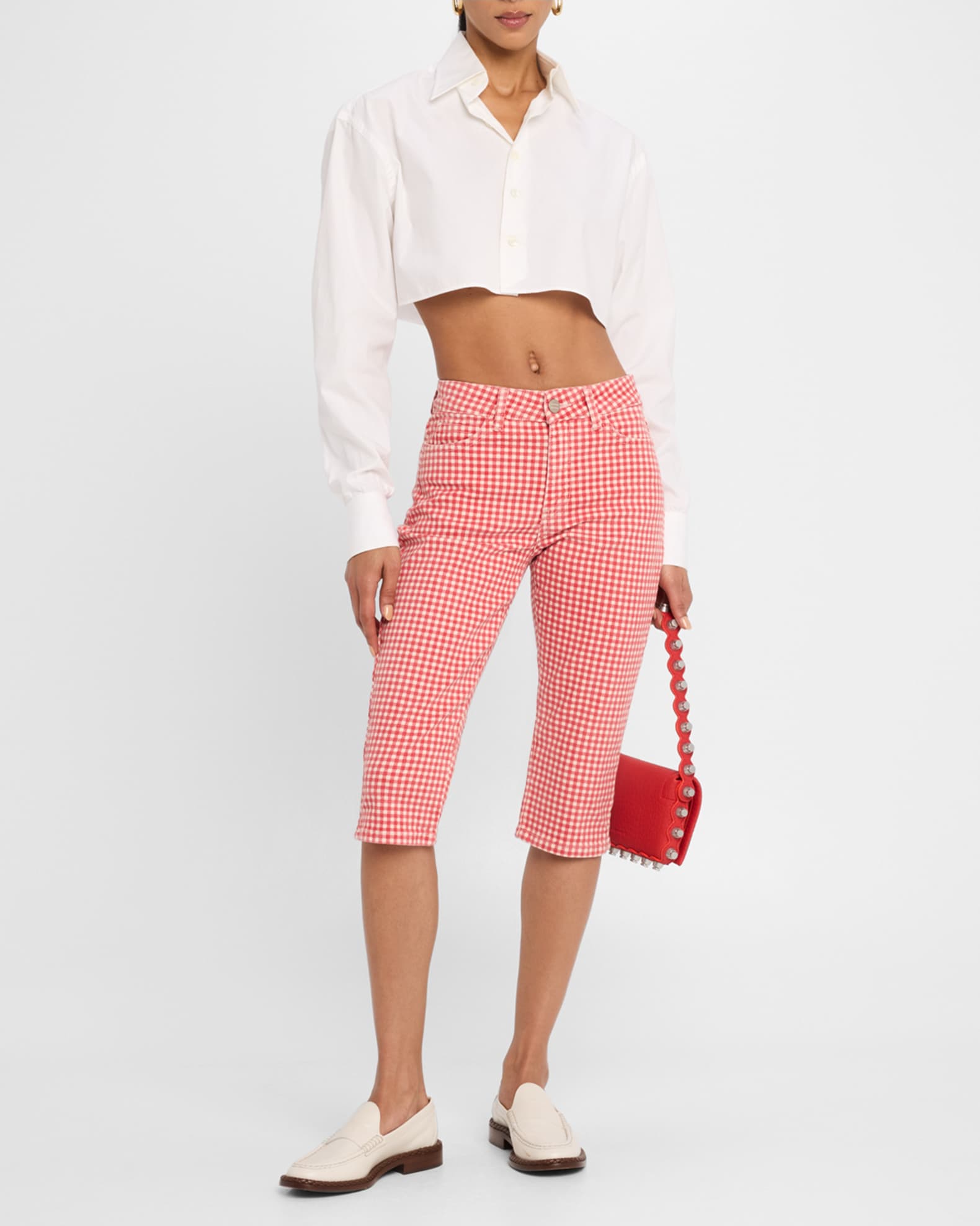Damson Madder Gingham Capri Jeans | Neiman Marcus