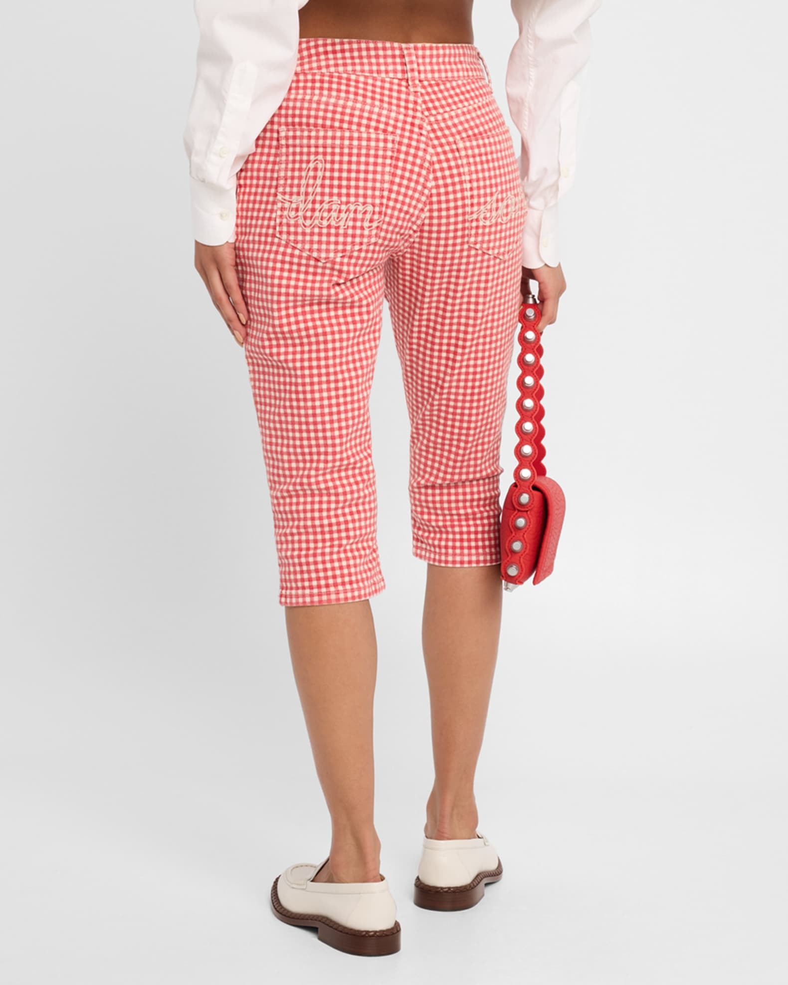 Damson Madder Gingham Capri Jeans | Neiman Marcus