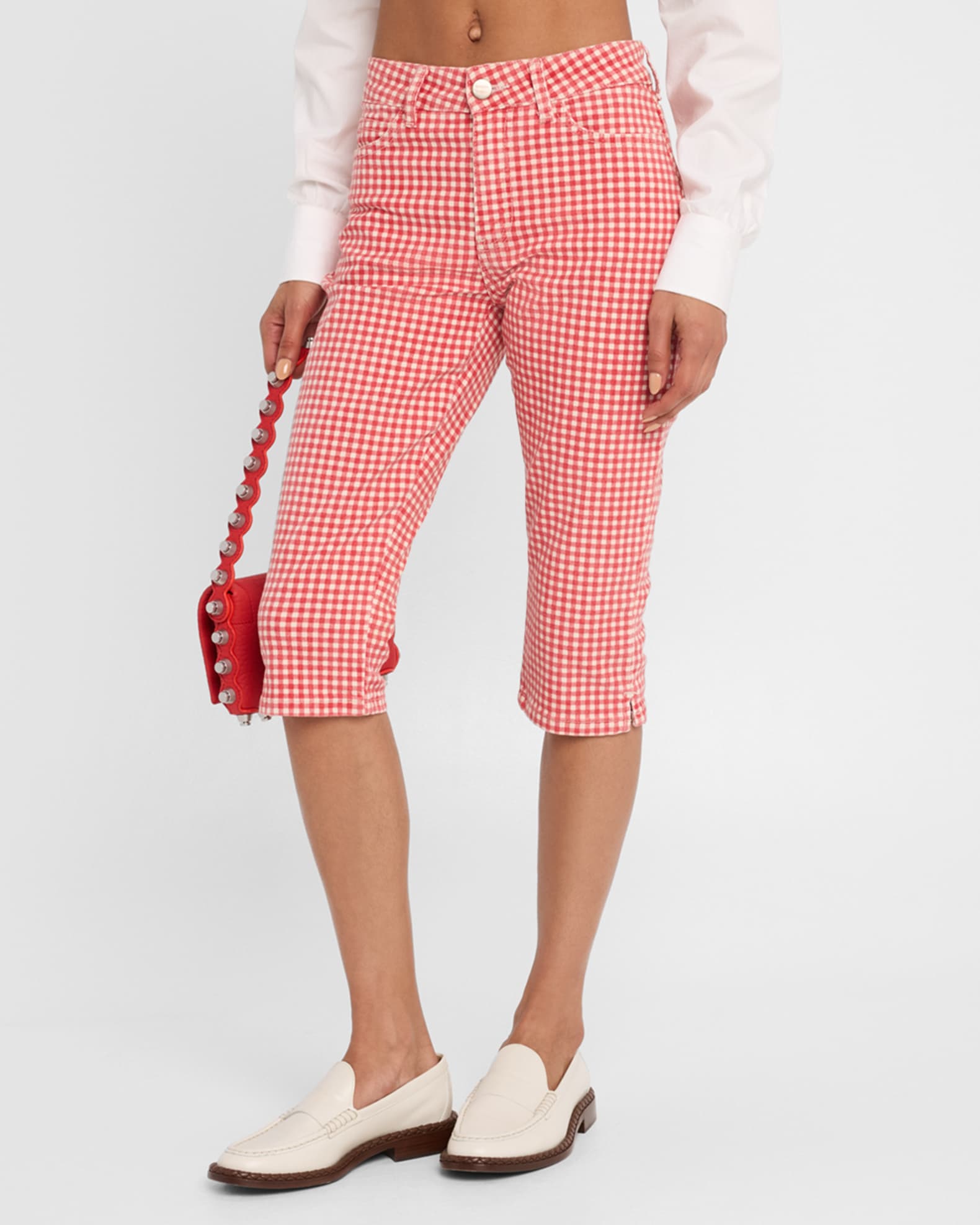 Damson Madder Gingham Capri Jeans | Neiman Marcus
