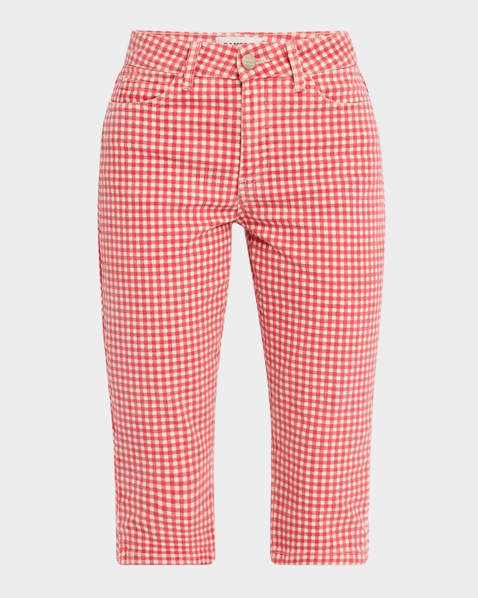 Damson Madder Gingham Capri Jeans | Neiman Marcus