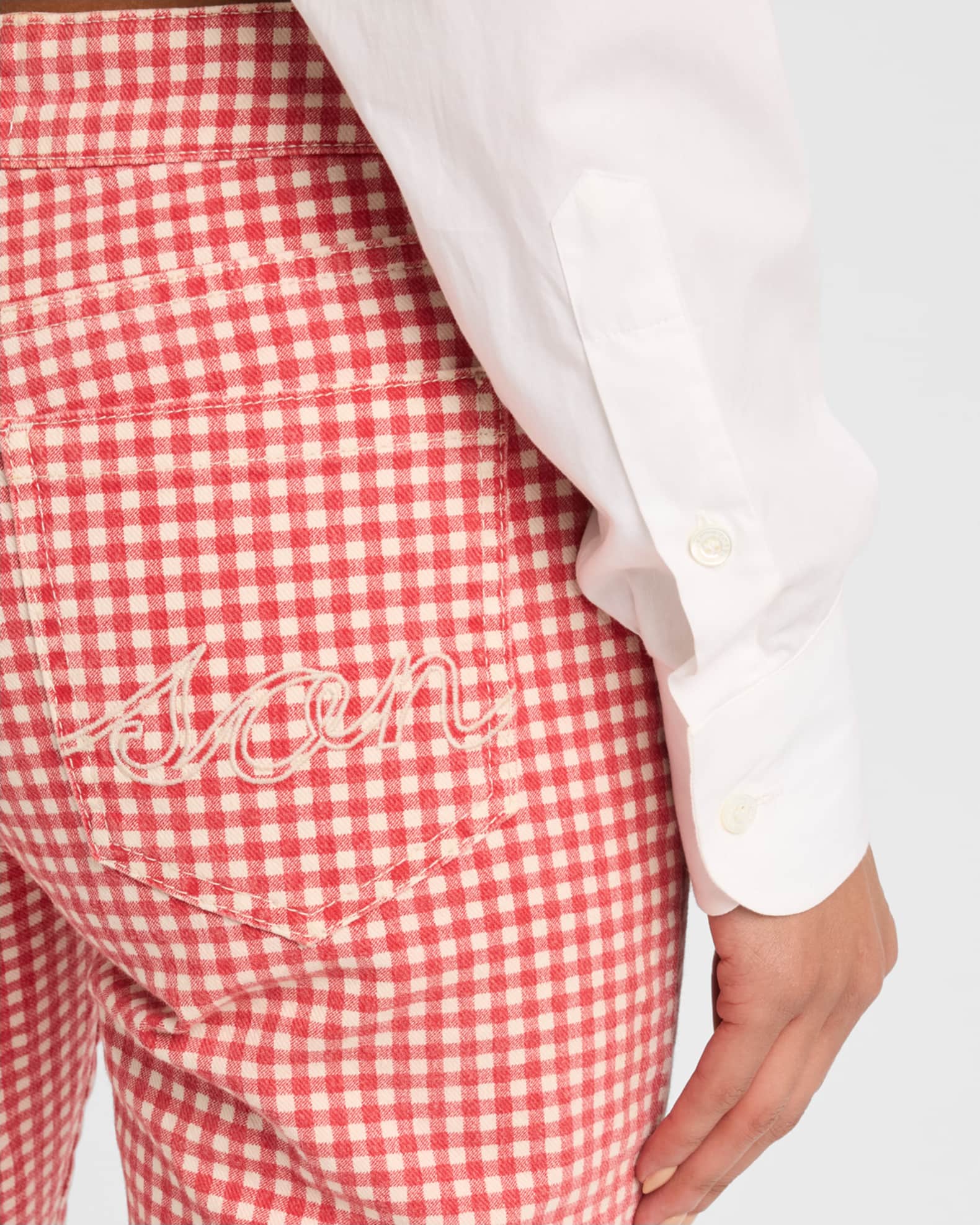Damson Madder Gingham Capri Jeans | Neiman Marcus
