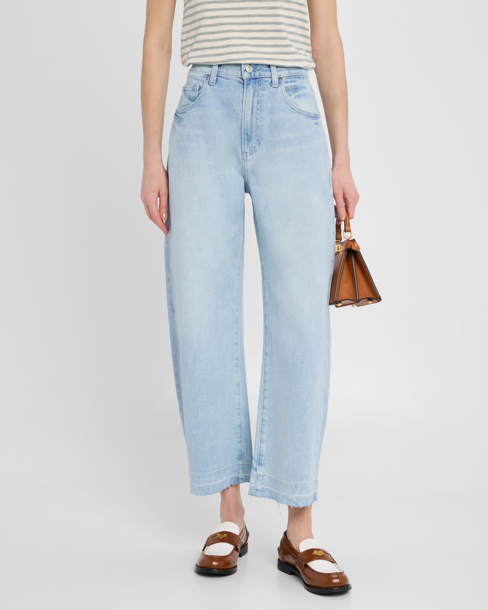 PAIGE Arellia Ankle Jeans with Wide Undone Hem | Neiman Marcus