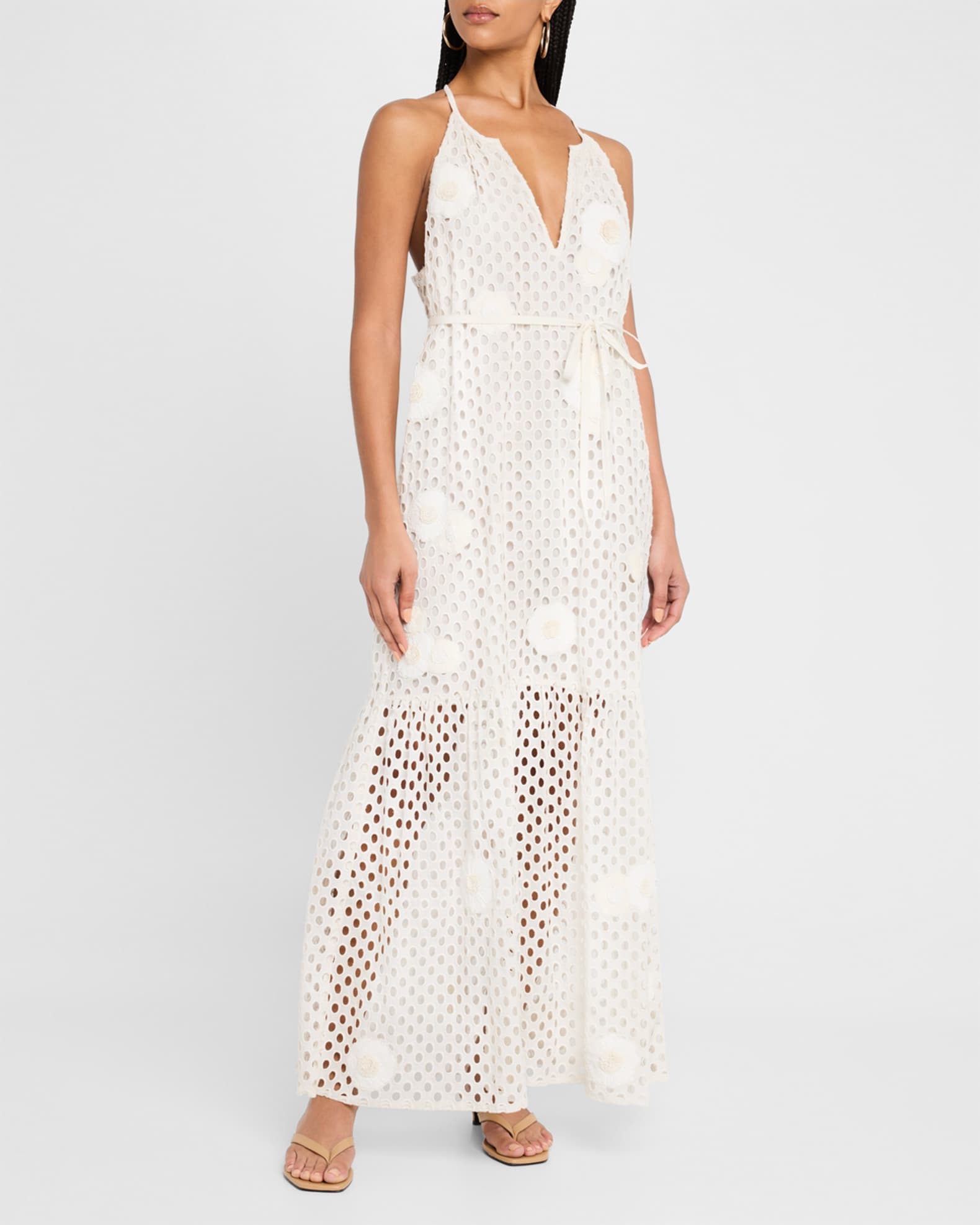 Marie Oliver Adley Eyelet-Embroidered Cotton Maxi Dress | Neiman Marcus