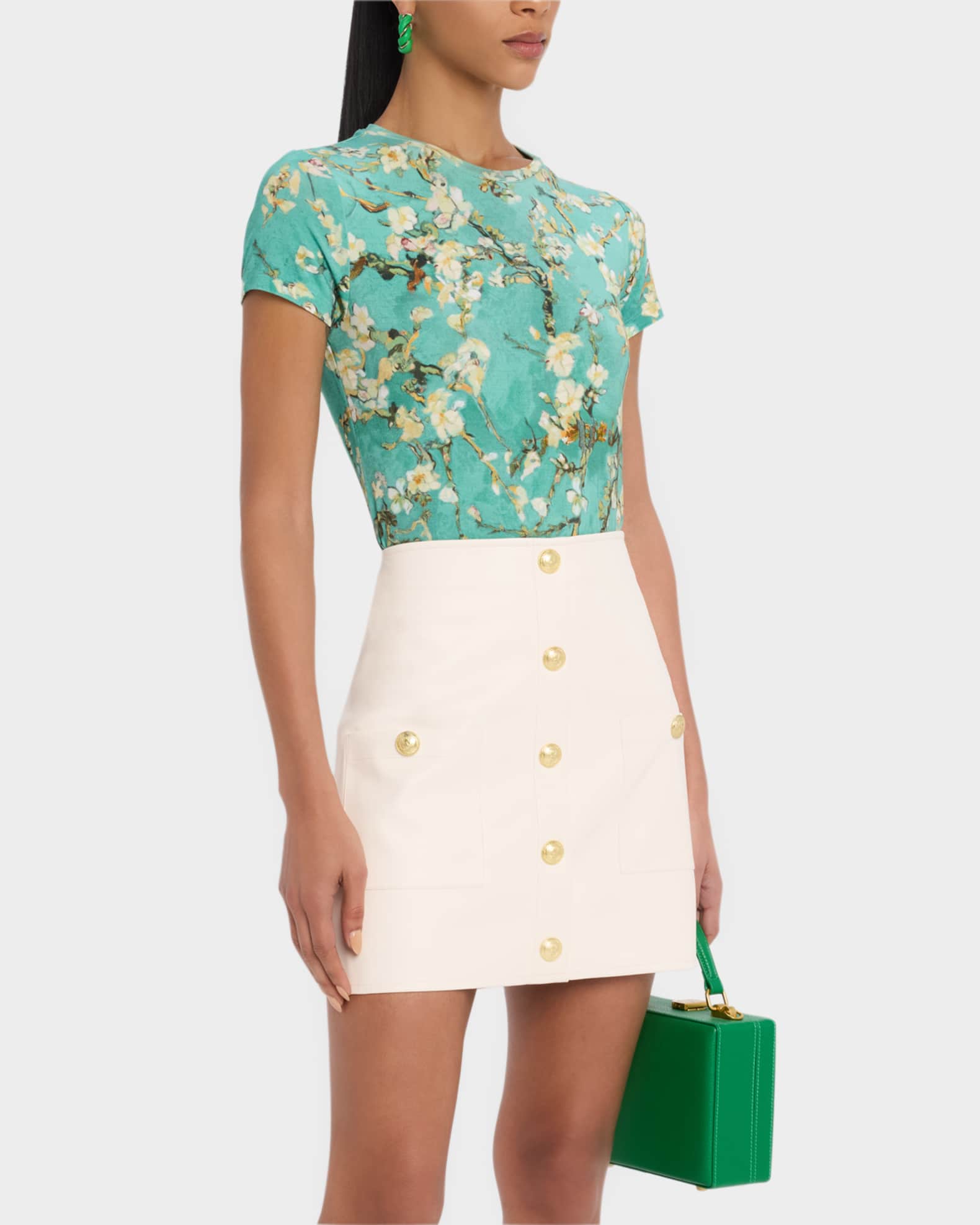 L'Agence Ressi Short-Sleeve Cherry Blossom Tee | Neiman Marcus