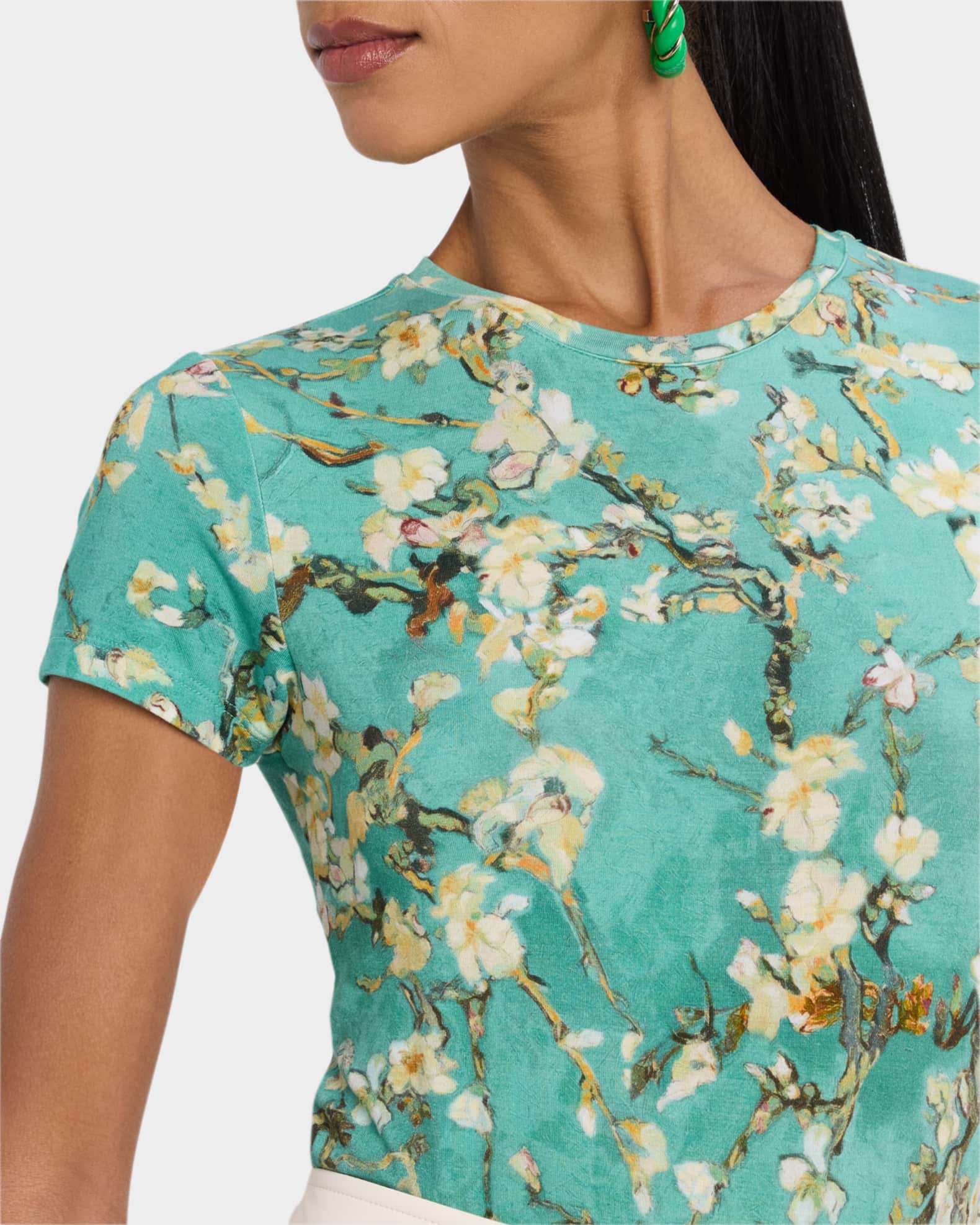 L'Agence Ressi Short-Sleeve Cherry Blossom Tee | Neiman Marcus