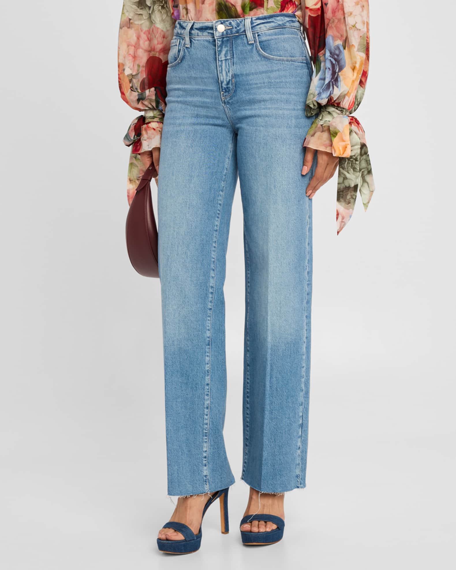L'Agence Scottie High-Rise Wide-Leg Jeans | Neiman Marcus