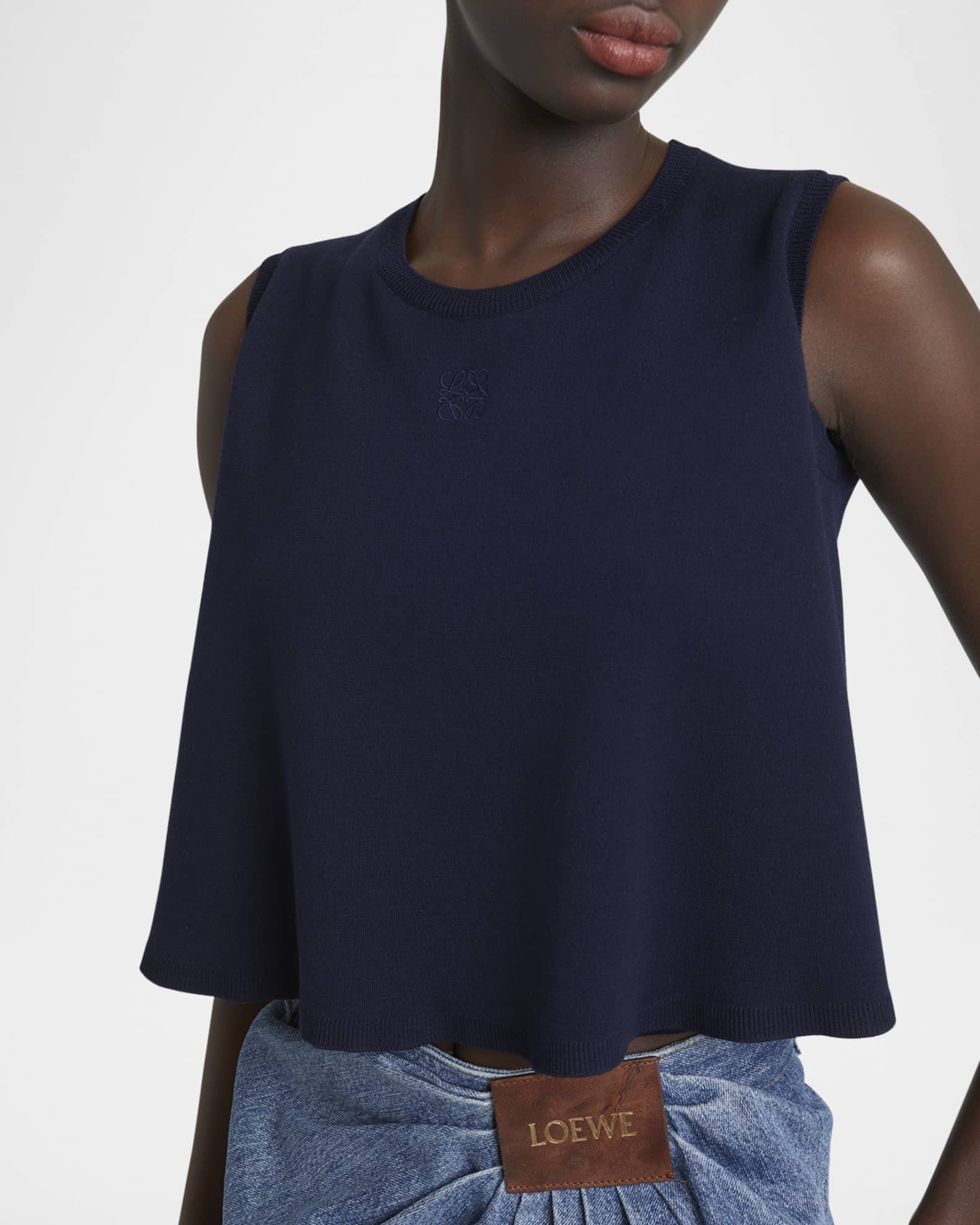 Loewe Double-Layer Anagram Sleeveless Wool Sweater | Neiman Marcus