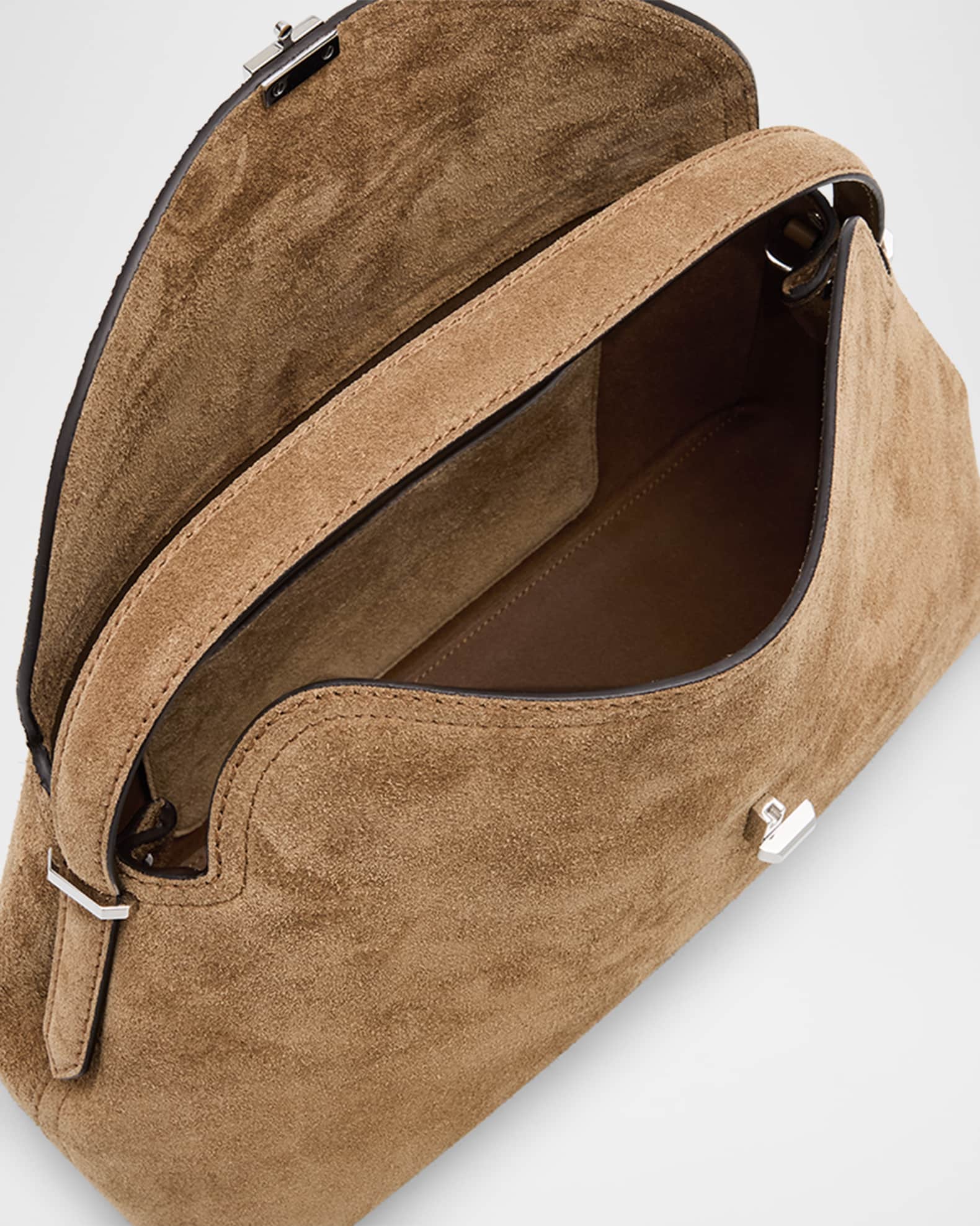 Toteme T Lock Suede Top-Handle Bag | Neiman Marcus
