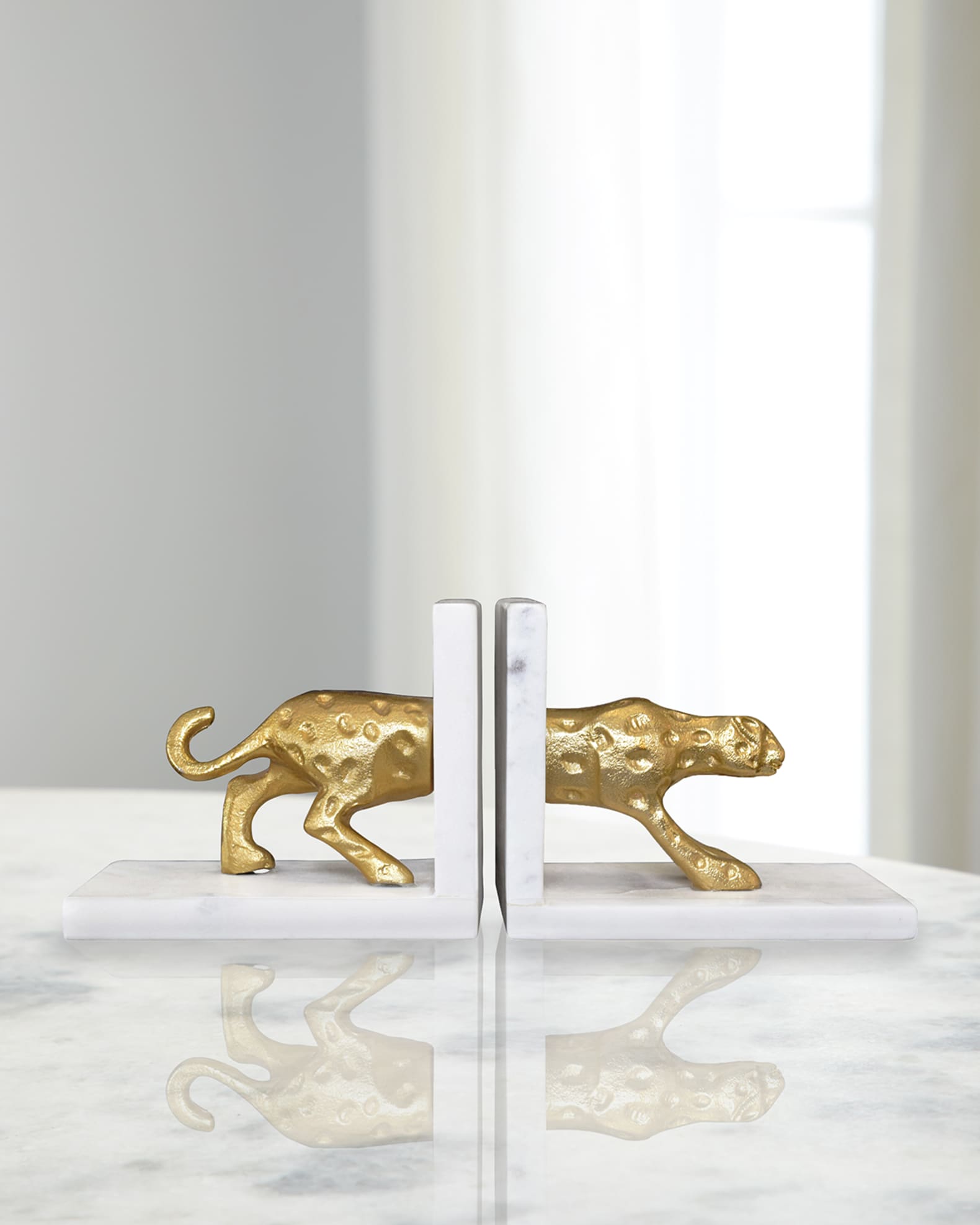 Worlds Away Leon Leopard Bookends Pair | Neiman Marcus
