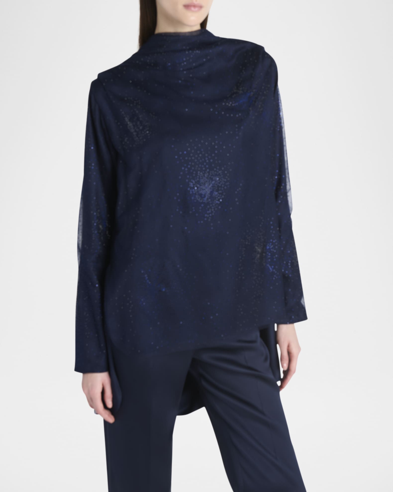 Giorgio Armani Embellished Silk Backless Oversized Tunic Blouse ...