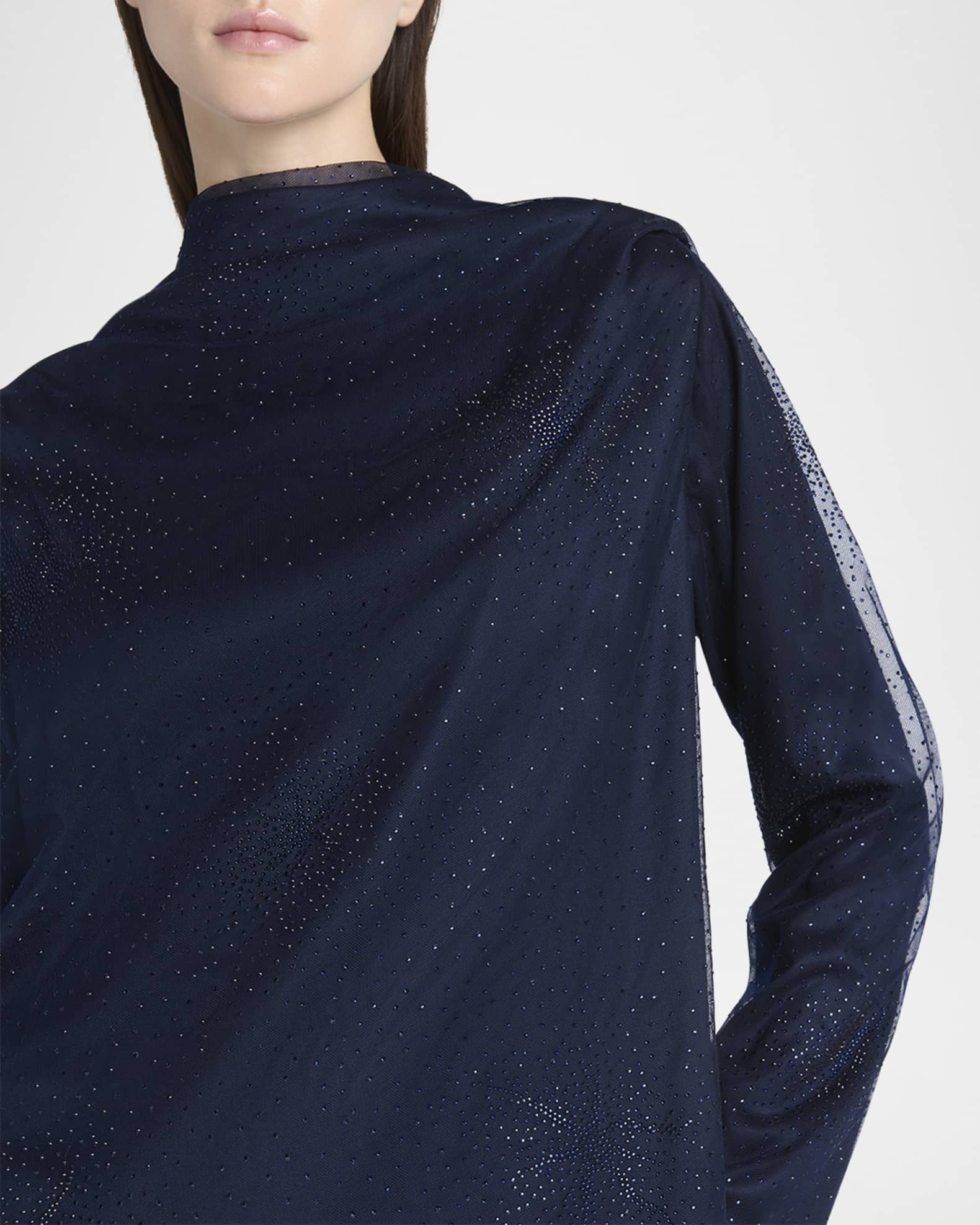 Giorgio Armani Embellished Silk Backless Oversized Tunic Blouse ...