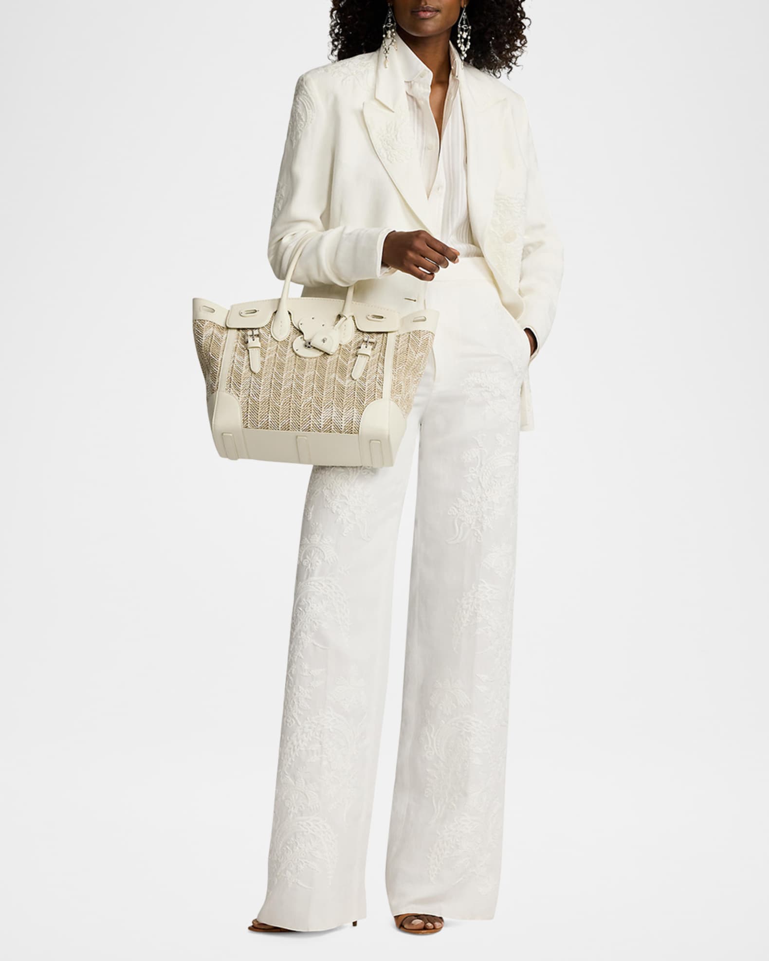 Ralph Lauren Collection Ricky 33 Herringbone Woven Tote Bag | Neiman Marcus