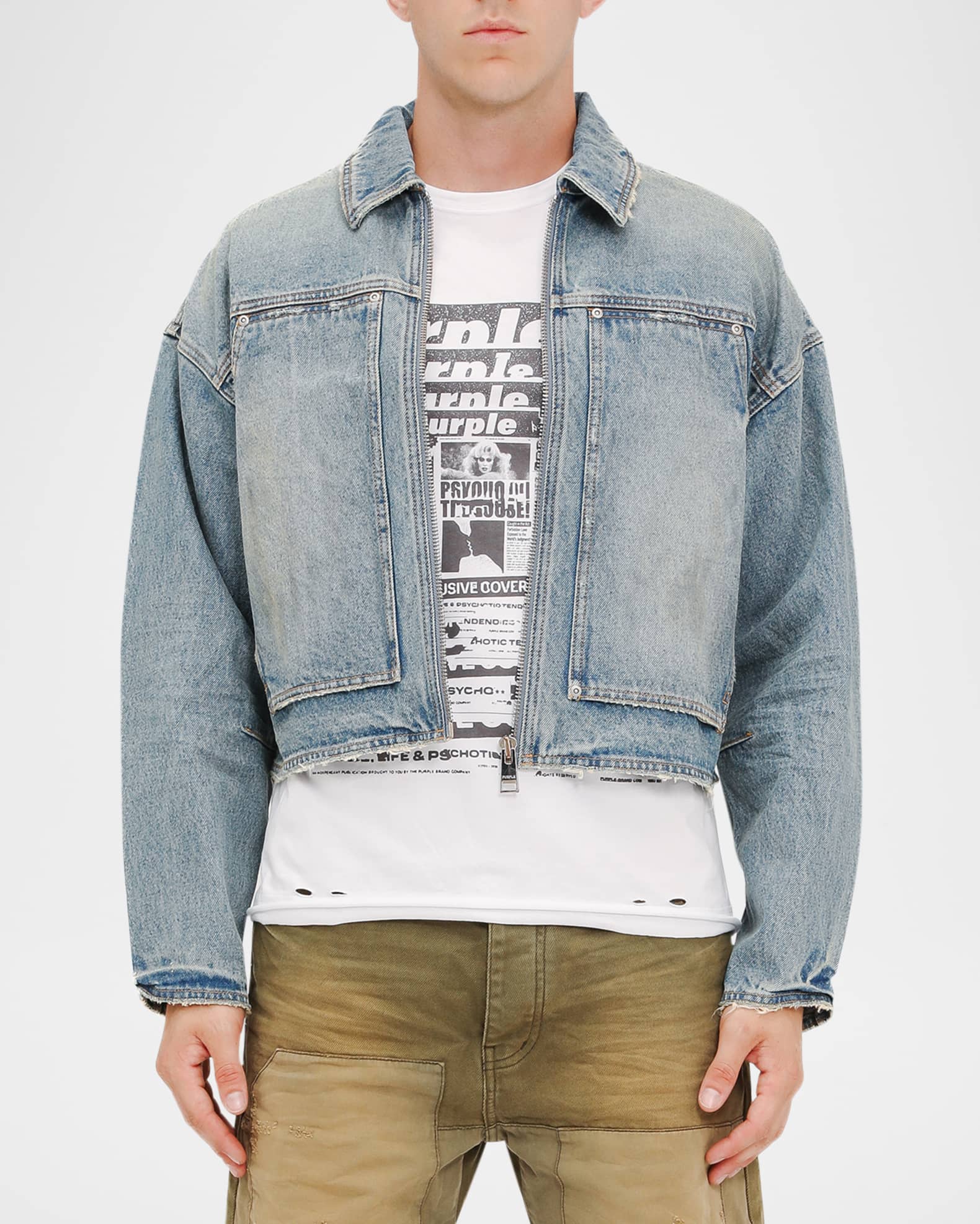 PURPLE Men's Cropped Carpenter Jacket | Neiman Marcus