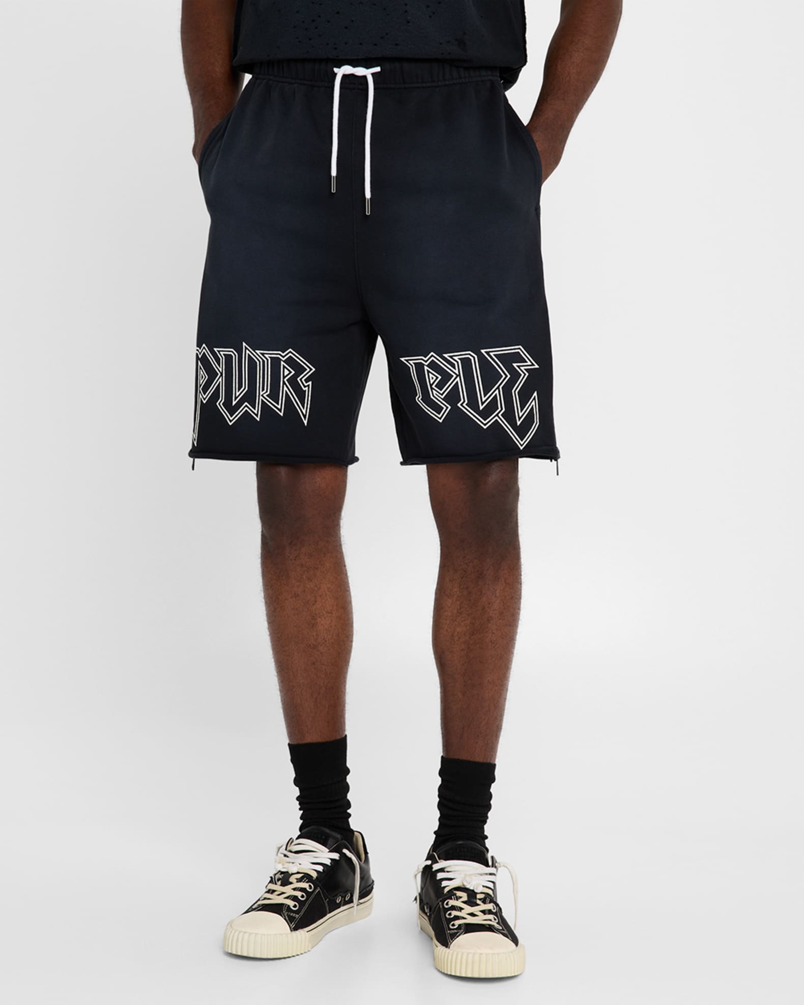 PURPLE Men's Fleece Side-Zip Shorts | Neiman Marcus