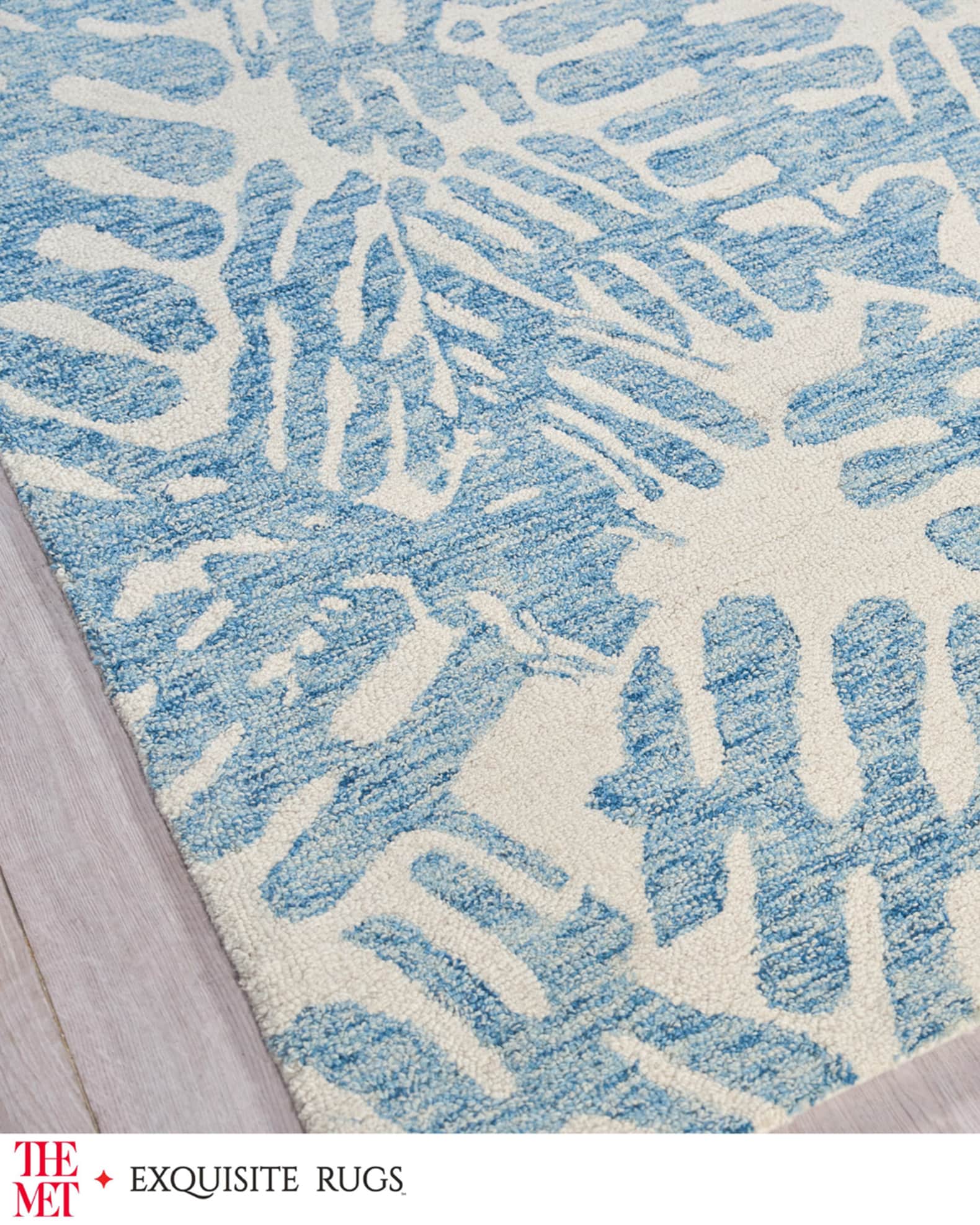 Exquisite Rugs x THE MET Botanica Hand-Tufted Light Blue/Ivory Rug, 9 ...