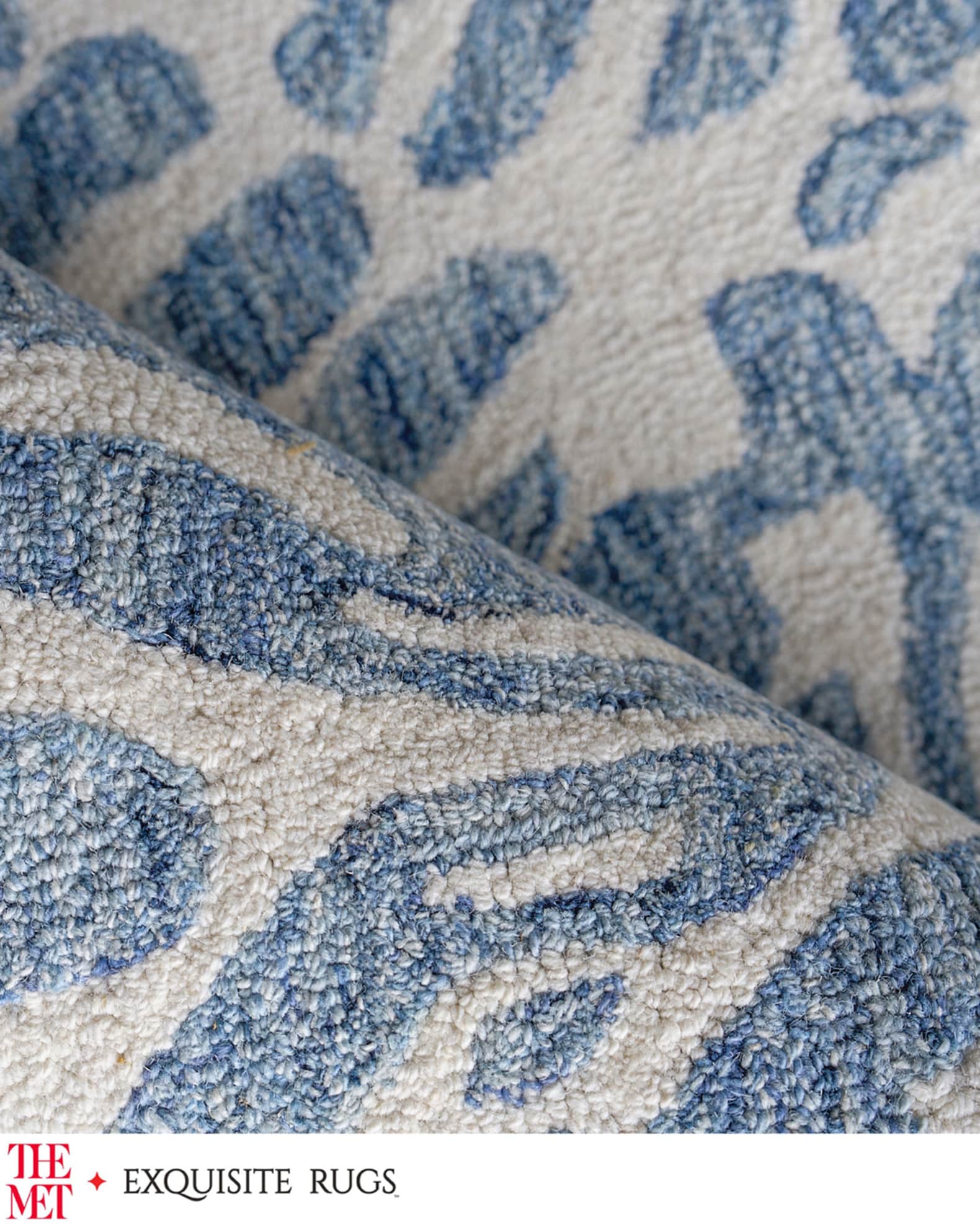 Exquisite Rugs x THE MET Botanica Hand-Tufted Blue/Ivory Rug, 9' x 12 ...