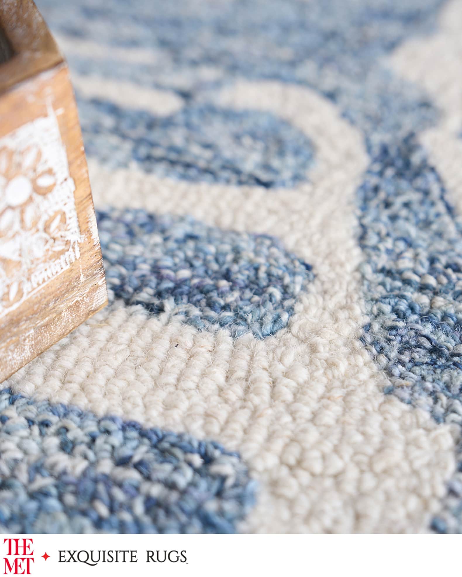 Exquisite Rugs x THE MET Botanica Hand-Tufted Blue/Ivory Rug, 9' x 12 ...