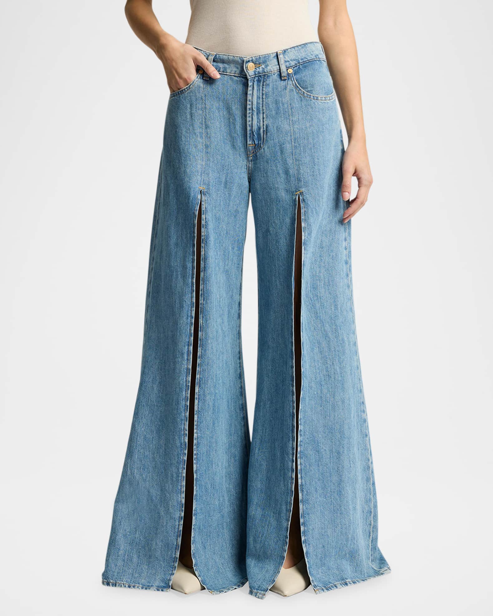 Willow Wide-Leg Split Pants | Neiman Marcus