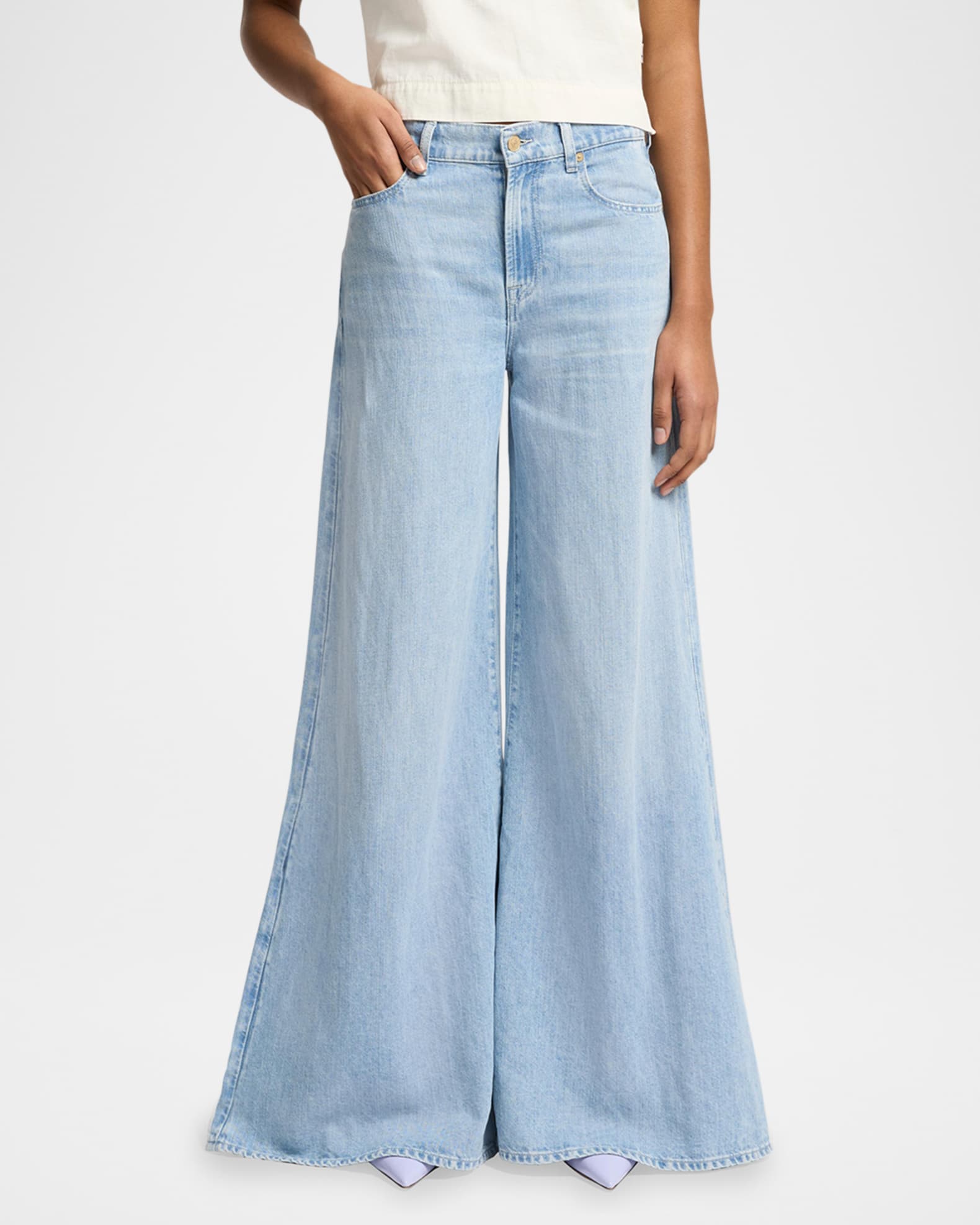 7 for all mankind Willow Wide-Leg Split Pants | Neiman Marcus