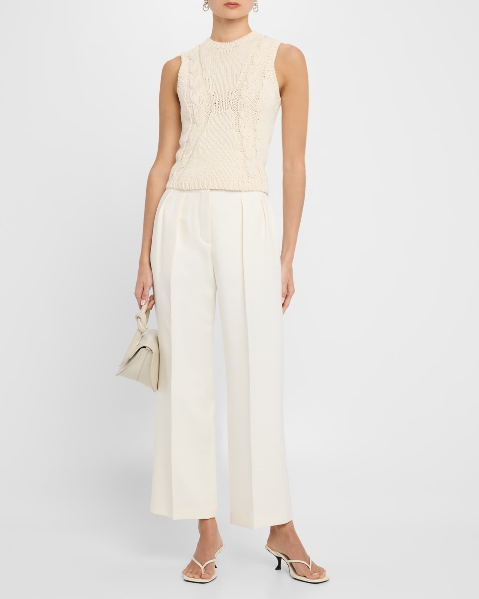 Naadam Crewneck Cable-Knit Cotton Tank | Neiman Marcus