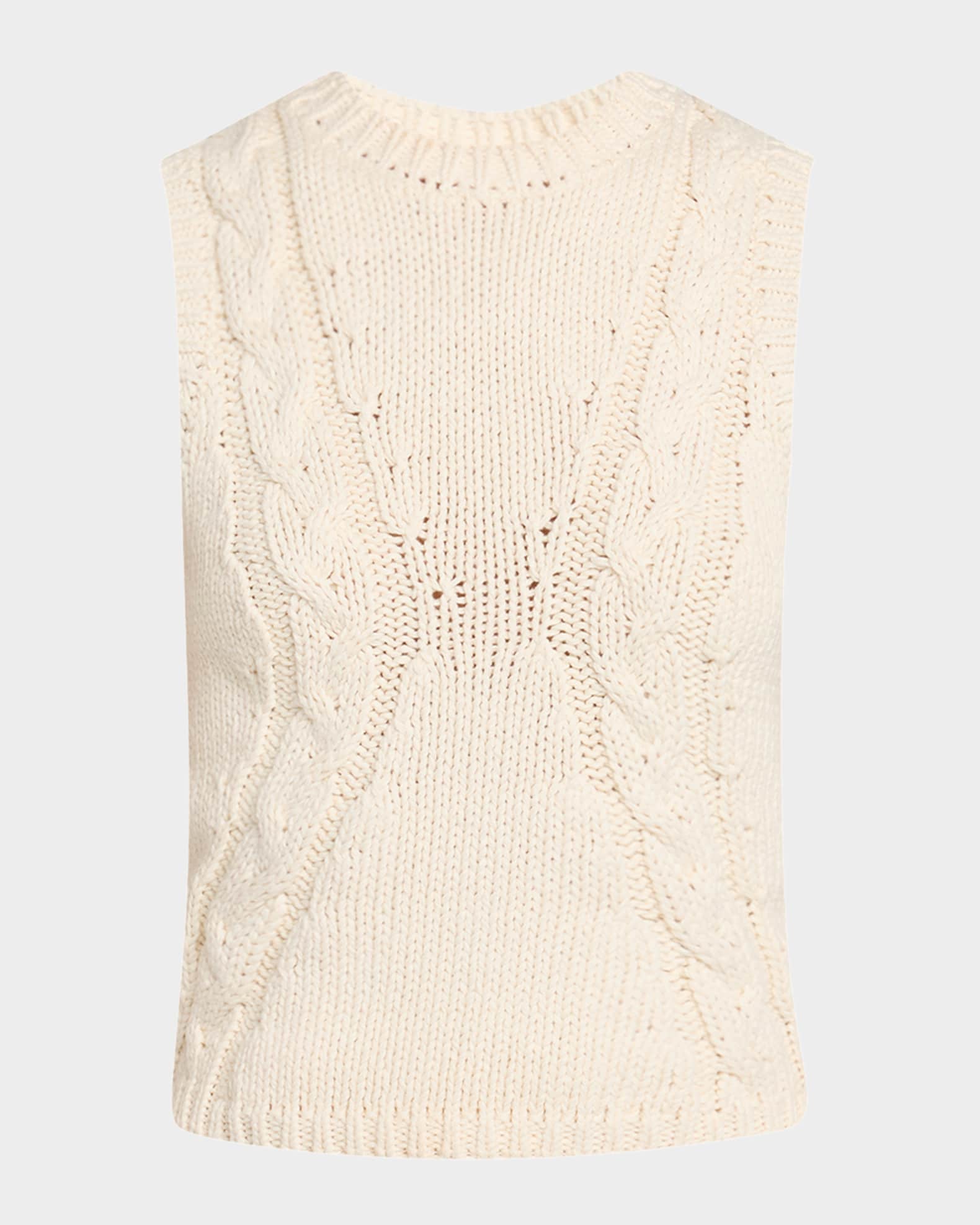 Naadam Crewneck Cable-Knit Cotton Tank | Neiman Marcus
