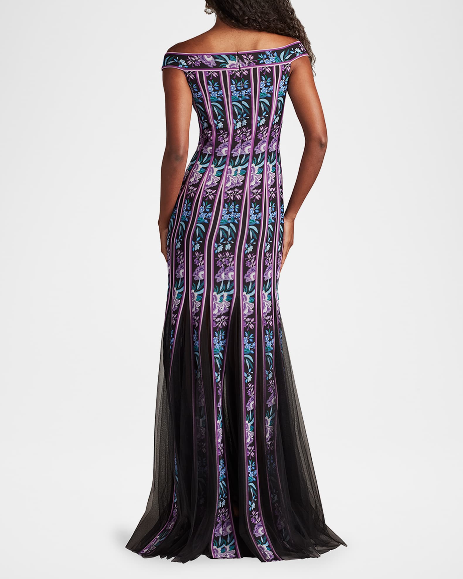Tadashi Shoji Off-Shoulder Godet Gown | Neiman Marcus