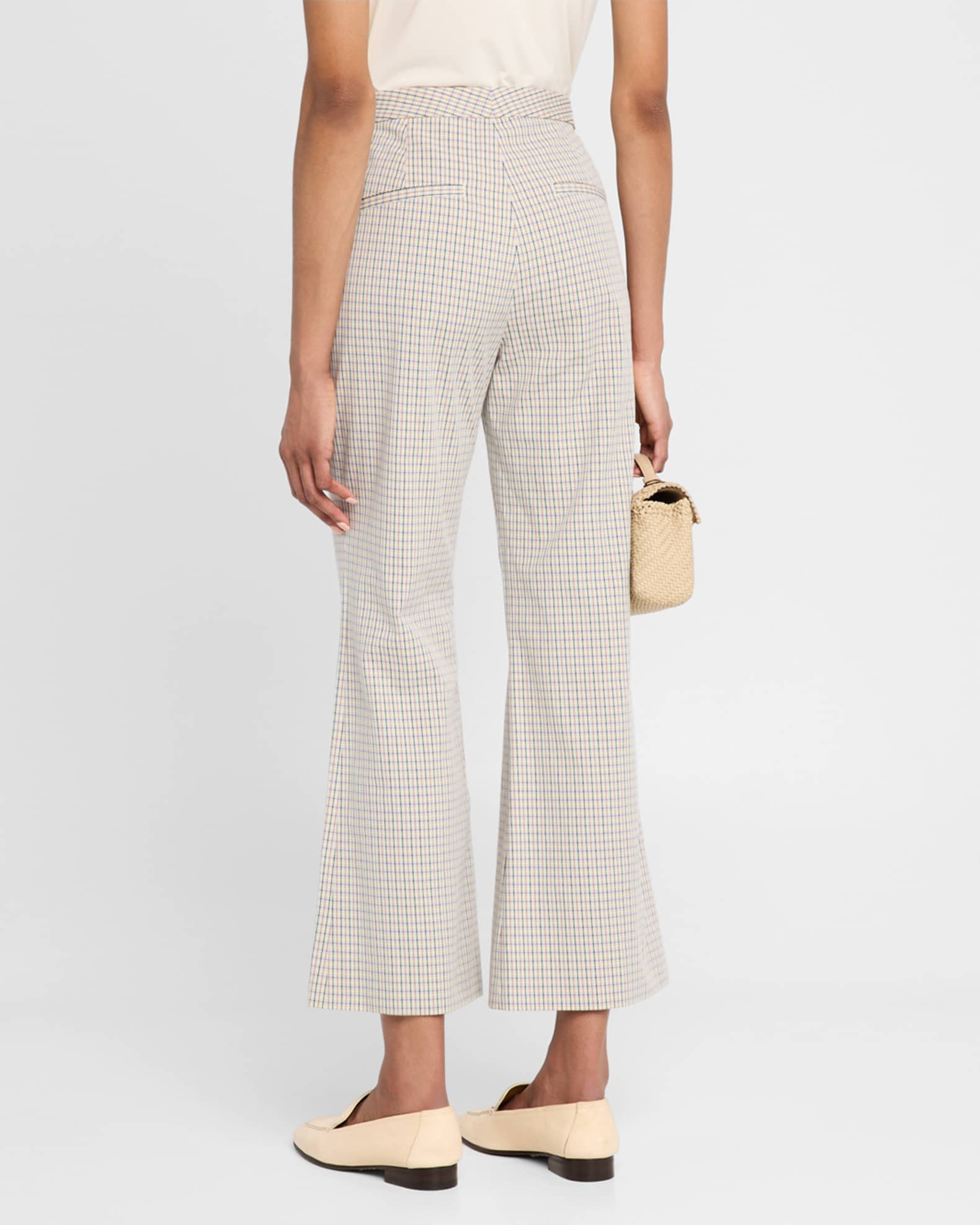 Vince Crop Flare Gardeners Check Pants | Neiman Marcus