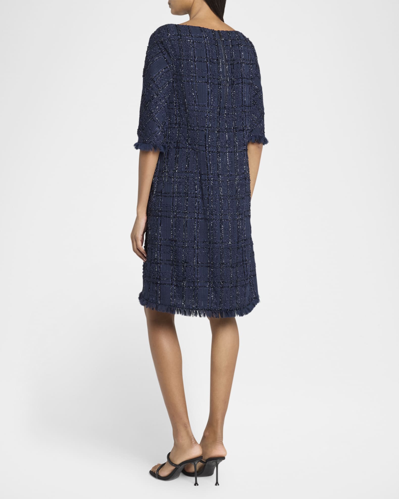 Talbot Runhof Linton Metallic Tweed Shift Dress | Neiman Marcus