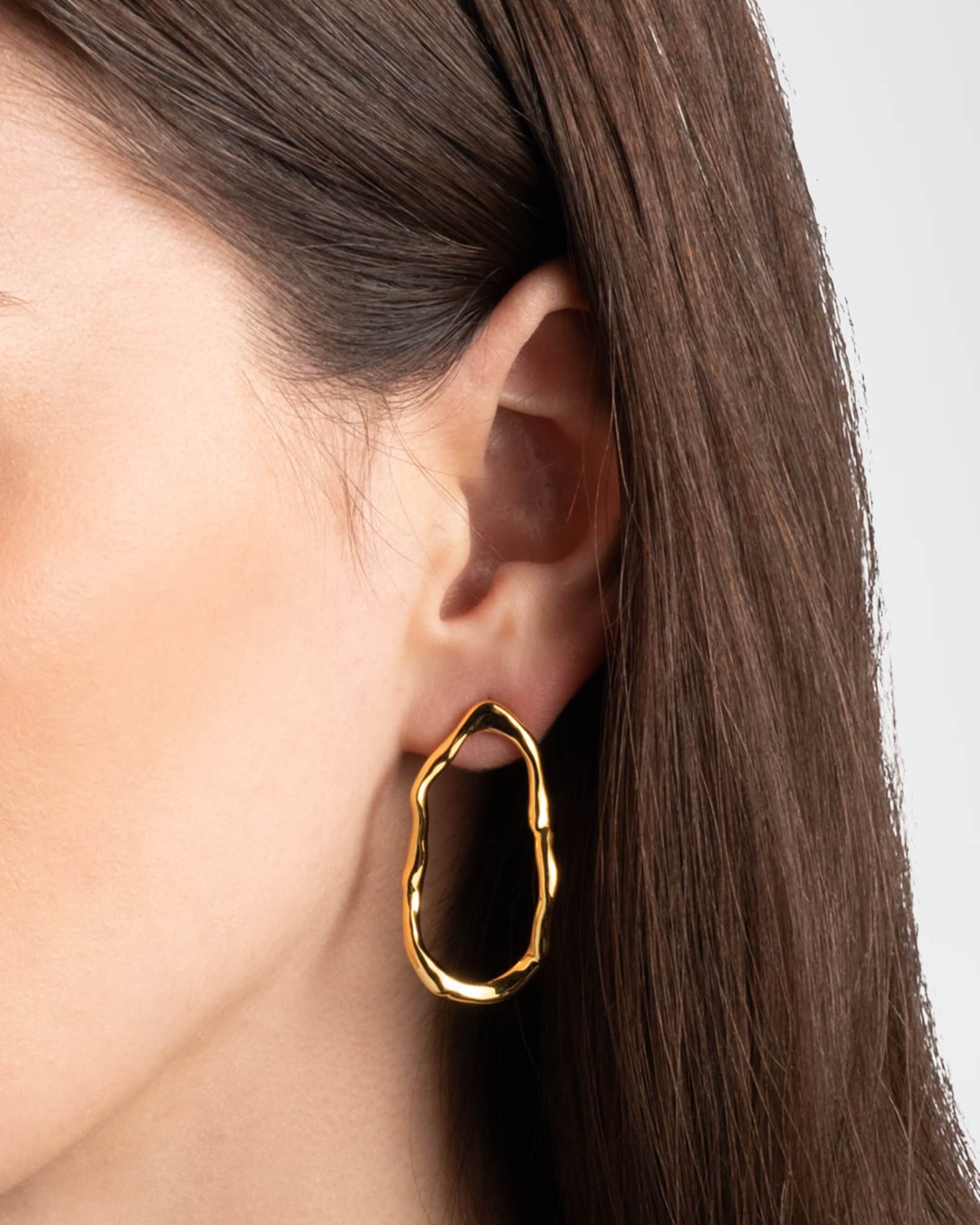 Alexis Bittar Brut Gold-Plated Open Oval Post Earrings | Neiman Marcus