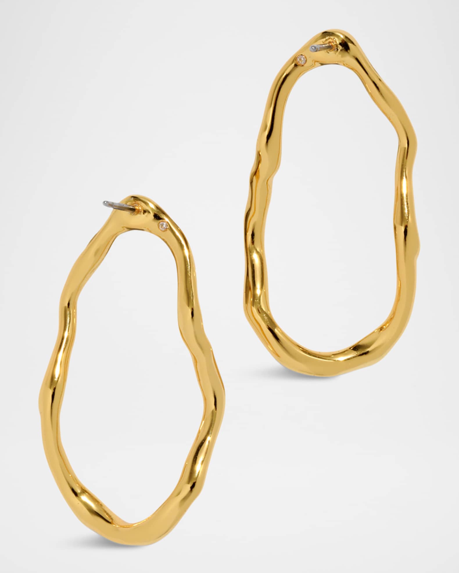 Alexis Bittar Brut Gold-Plated Open Oval Post Earrings | Neiman Marcus