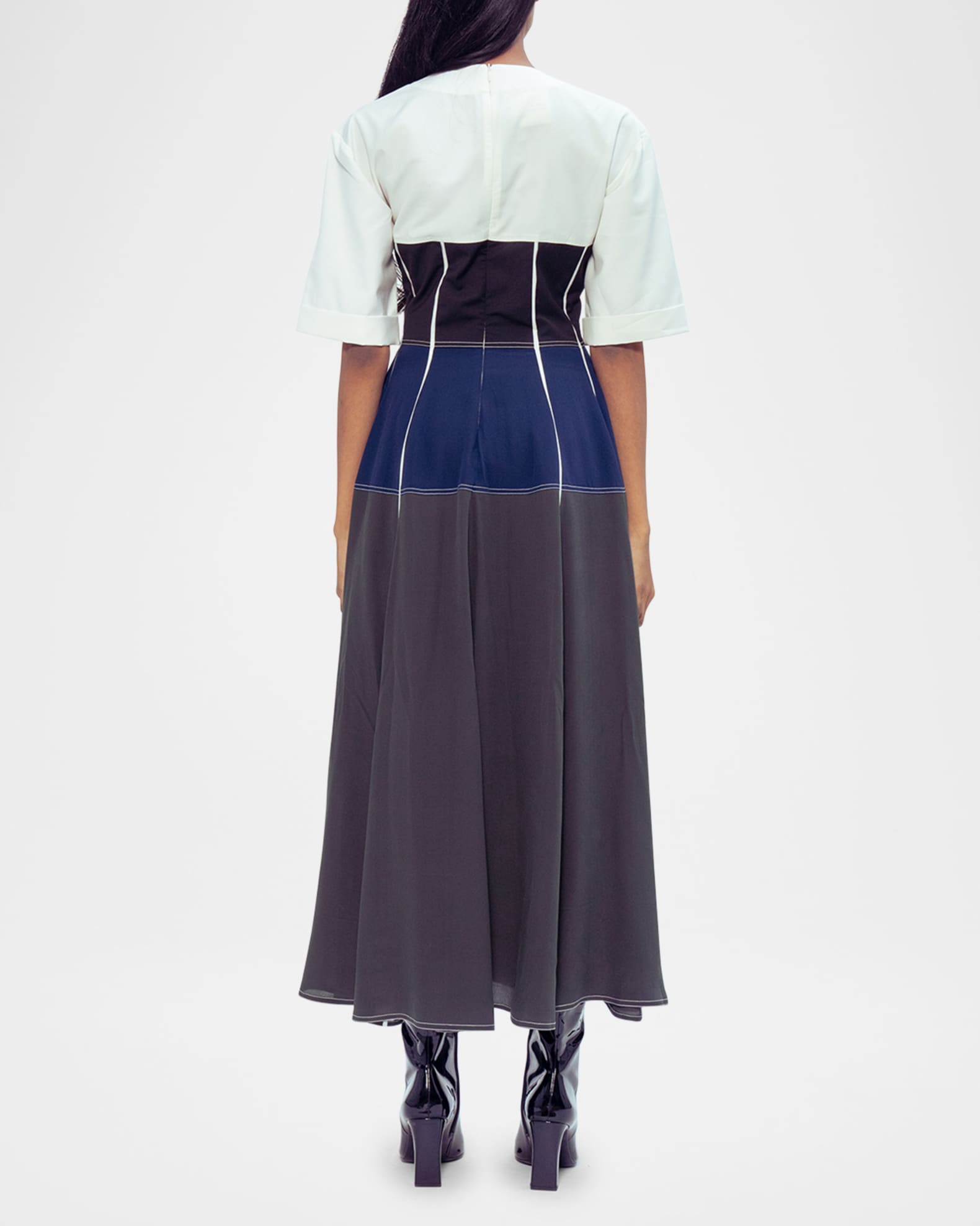 LOVEBIRDS Beatrix Colorblock A-Line Midi Dress | Neiman Marcus