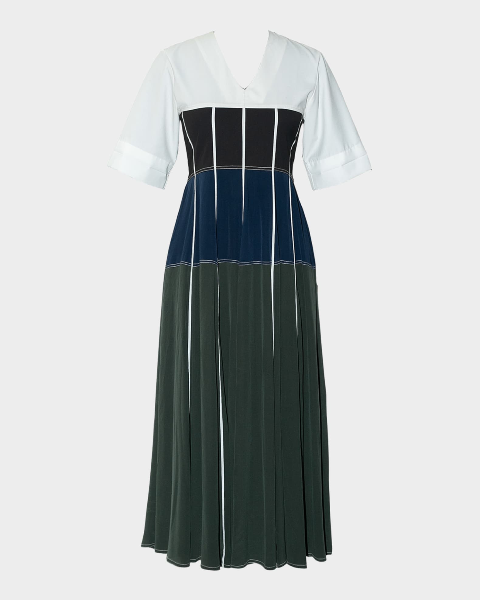 LOVEBIRDS Beatrix Colorblock A-Line Midi Dress | Neiman Marcus