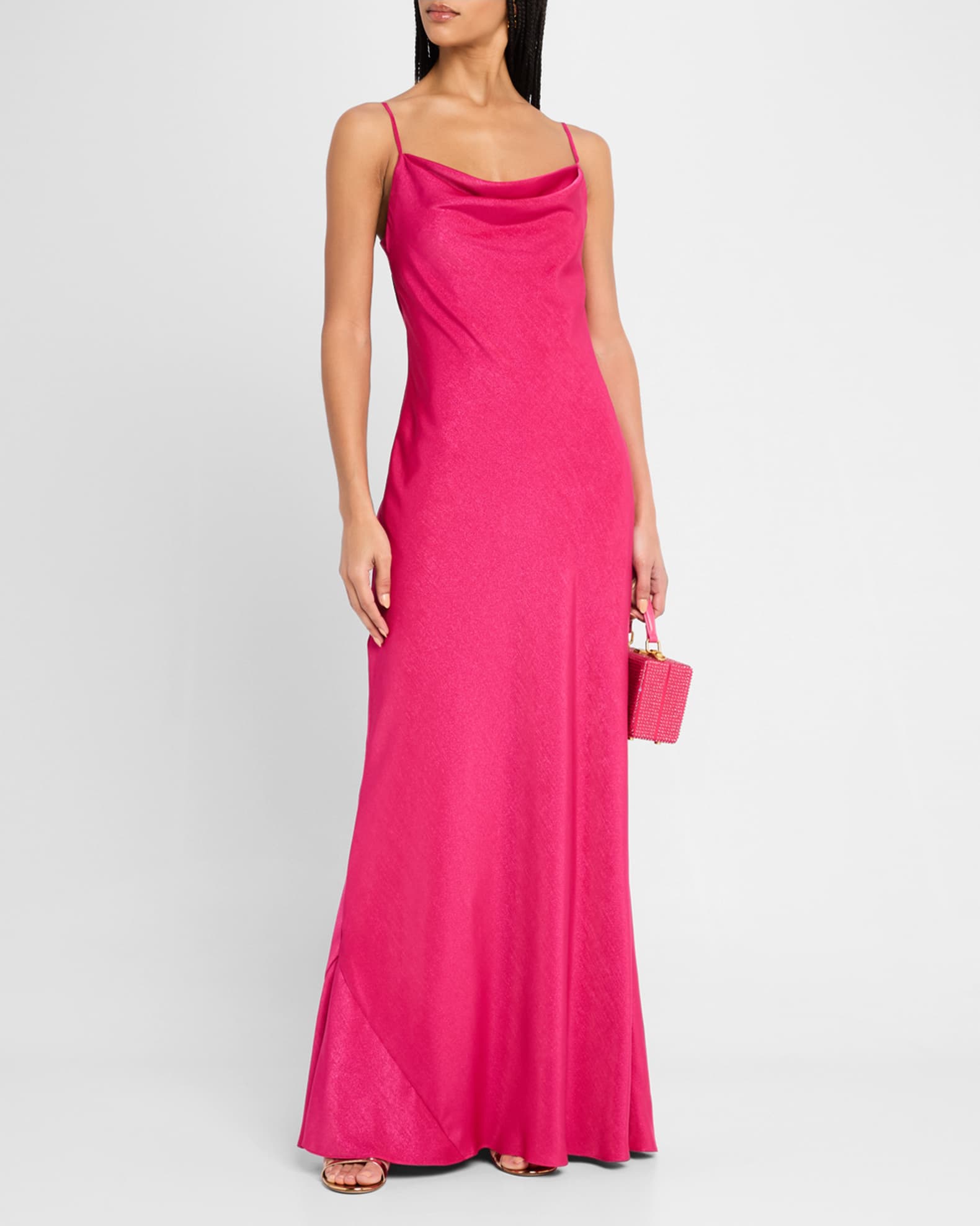 Liv Foster Adeline Foiled Open-Back Gown | Neiman Marcus