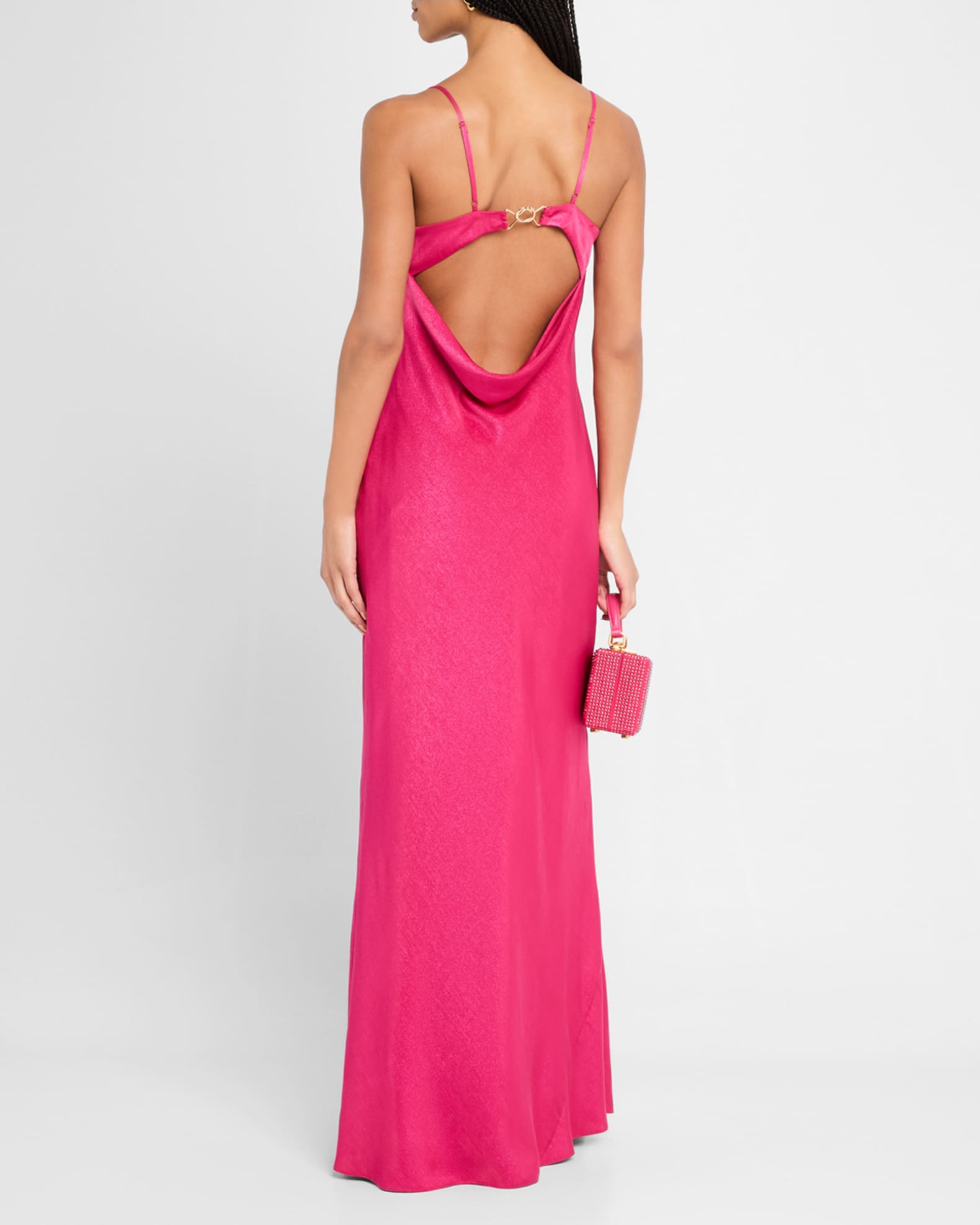 Liv Foster Adeline Foiled Open-Back Gown | Neiman Marcus