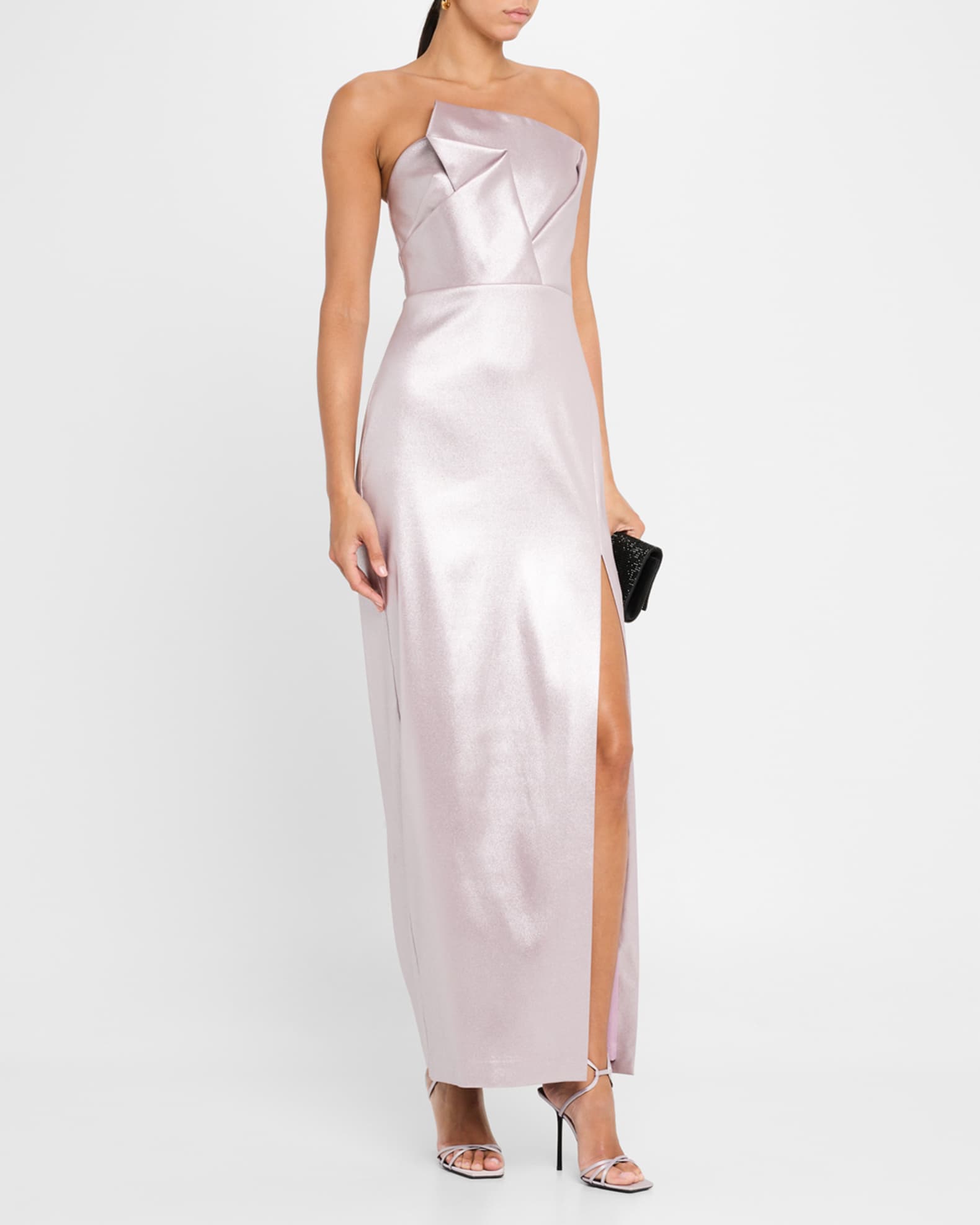 Aidan Mattox Strapless Foiled Mikado Column Gown | Neiman Marcus