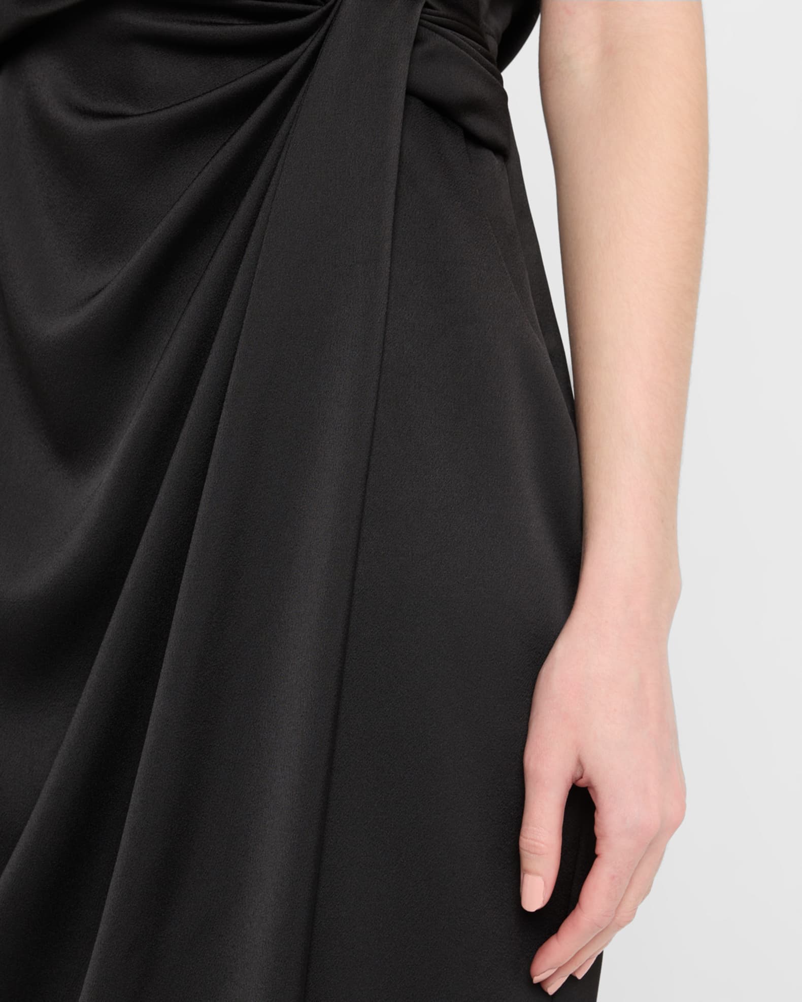 Aidan Mattox One-Shoulder Draped Cape Midi Dress | Neiman Marcus