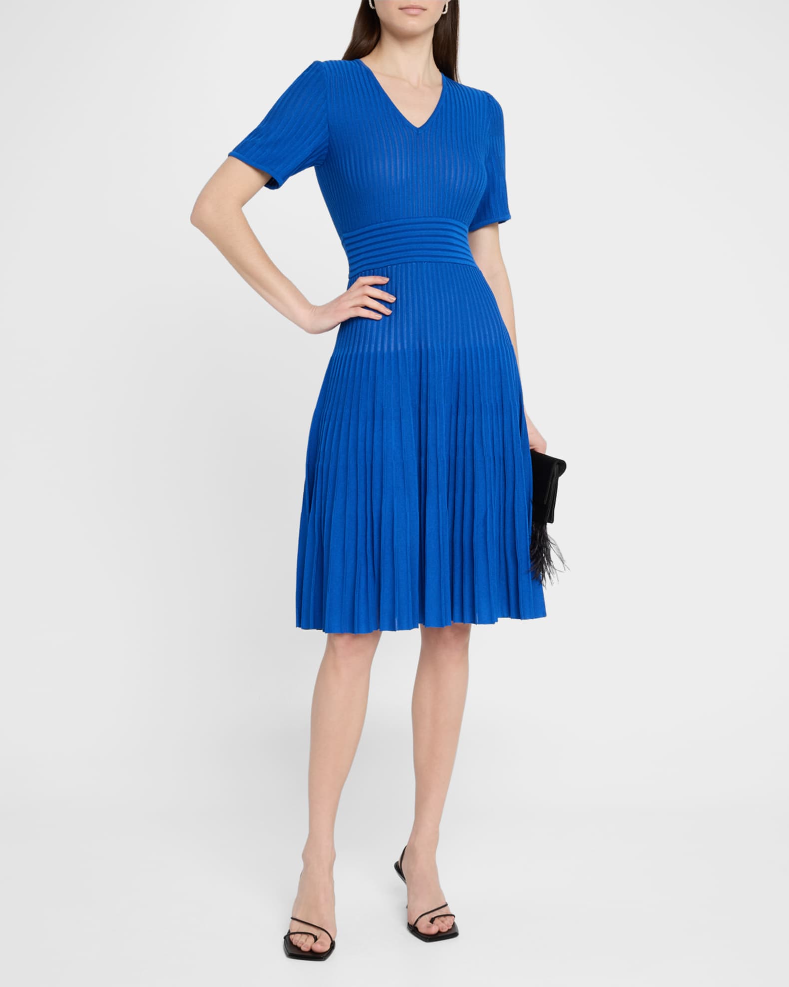 Misook Modern-Fit Ribbed Knit Dress | Neiman Marcus