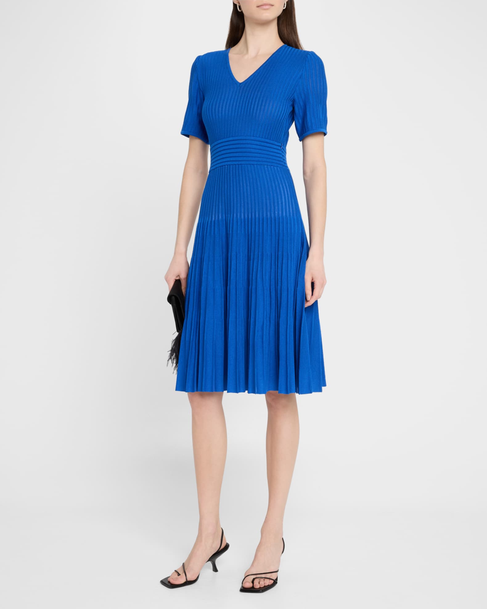 Misook Modern-Fit Ribbed Knit Dress | Neiman Marcus