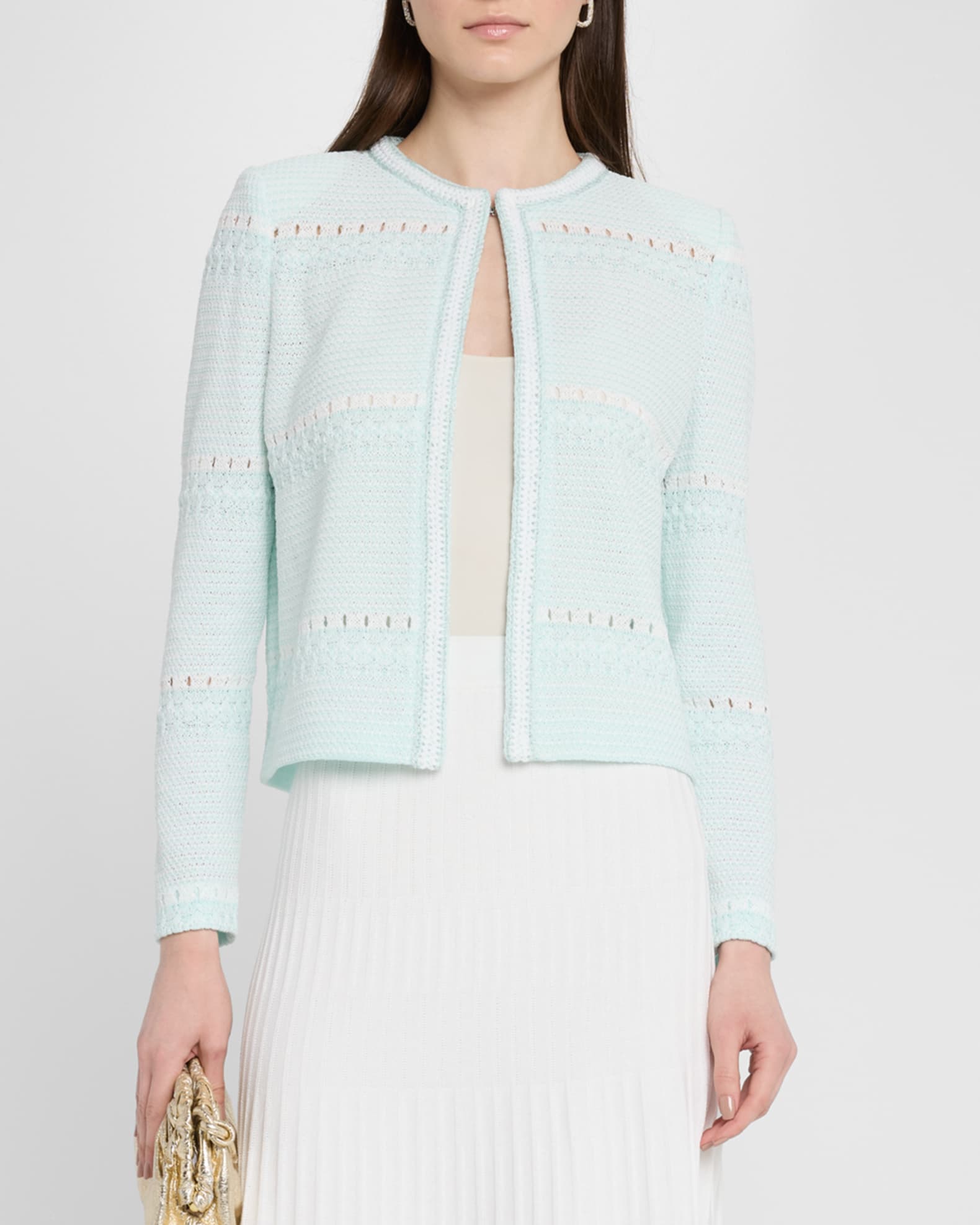 Misook Modern-Fit Tweed Knit Jacket | Neiman Marcus