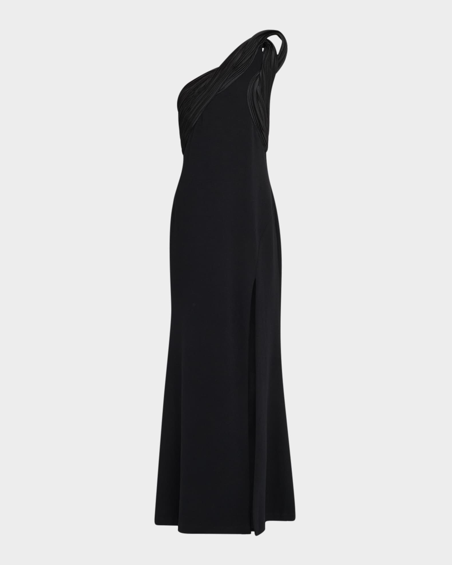 Aidan Mattox One-Shoulder Knit Crepe Gown | Neiman Marcus