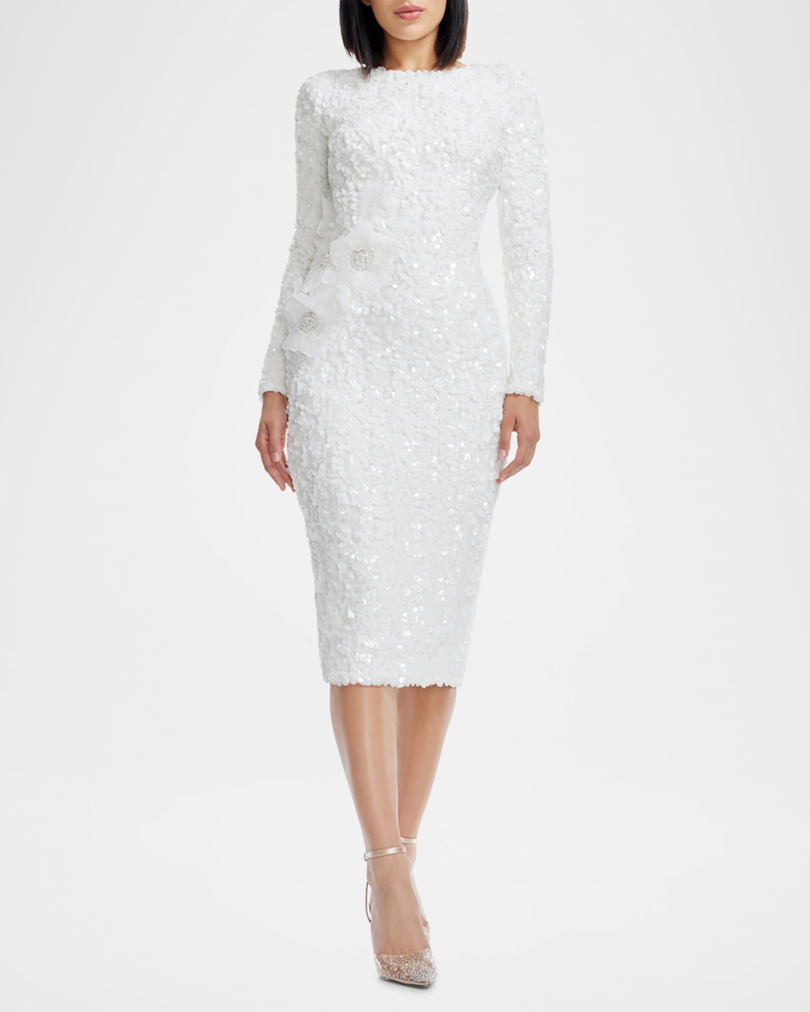 Dress the Population Black Label Emmalyn Sequin Floral Applique Midi ...