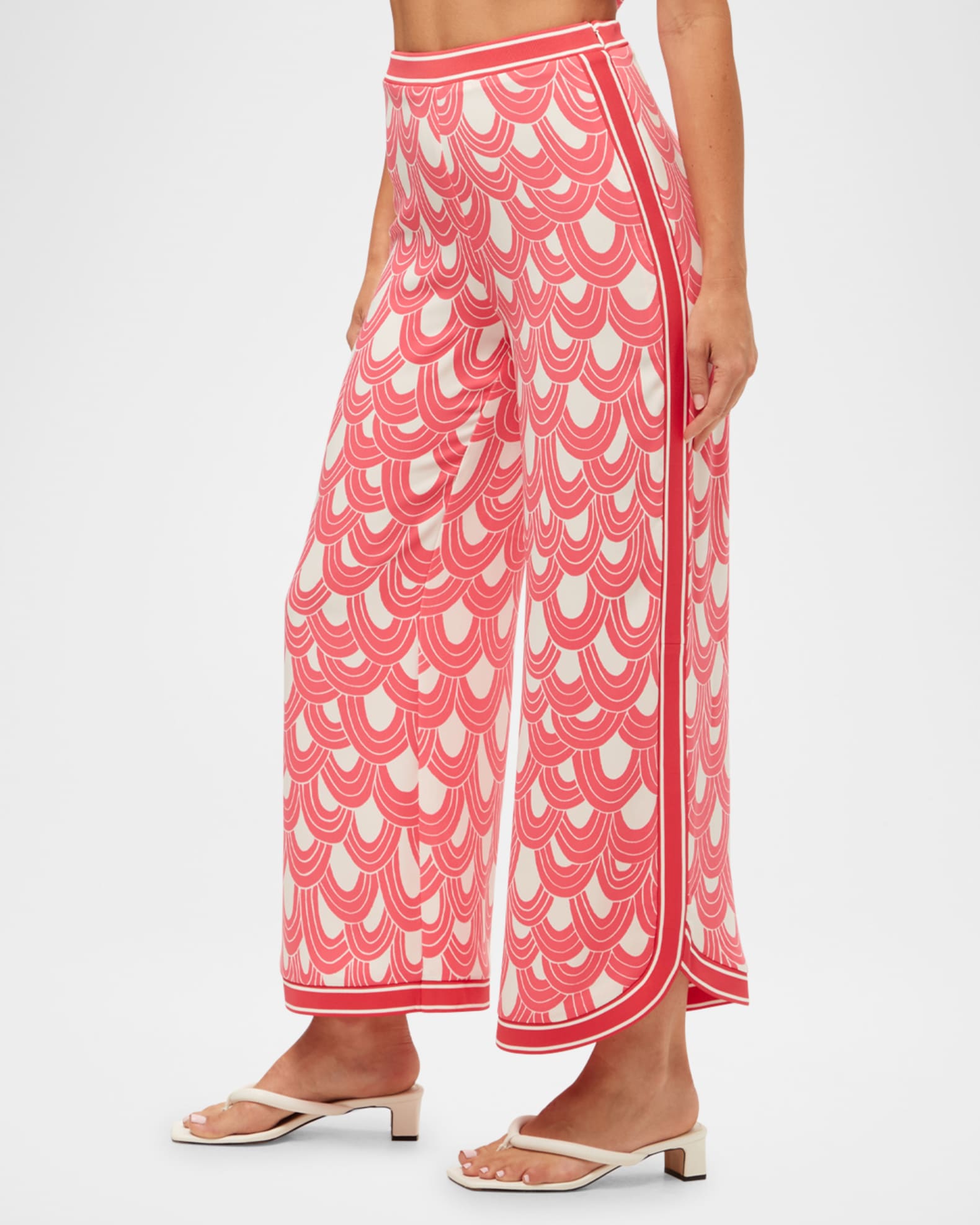 Trina Turk Overhead Cropped Scallop-Print Pants | Neiman Marcus
