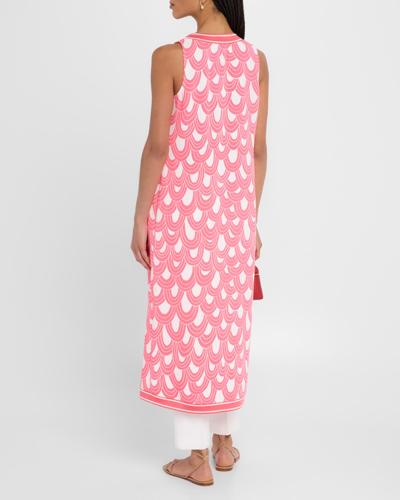 Trina Turk Slice Sleeveless Scallop-Print Long Top | Neiman Marcus